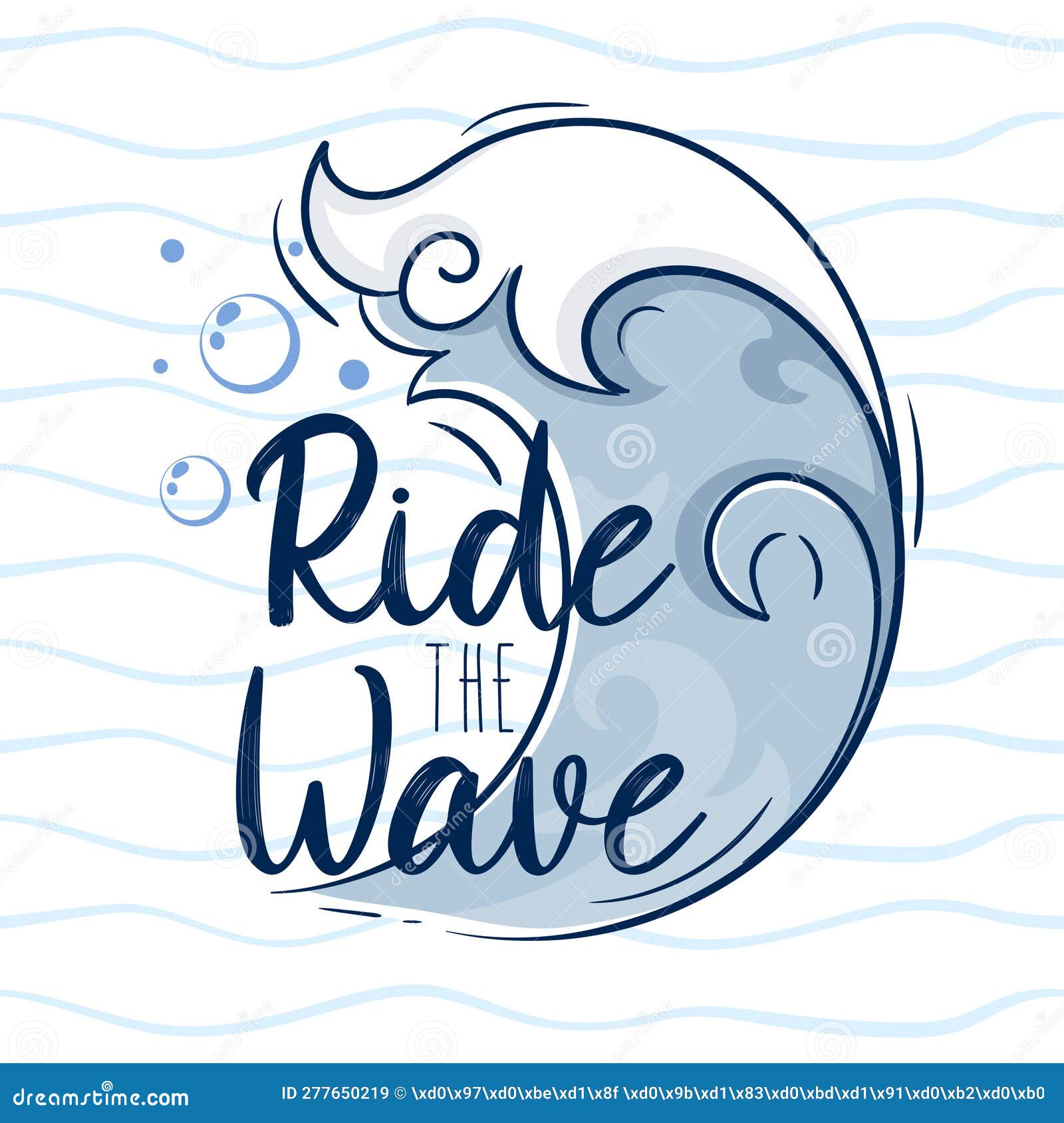Ride The Wave. Hand Lettering With Killer Whale And Crabs. Vector Round ...