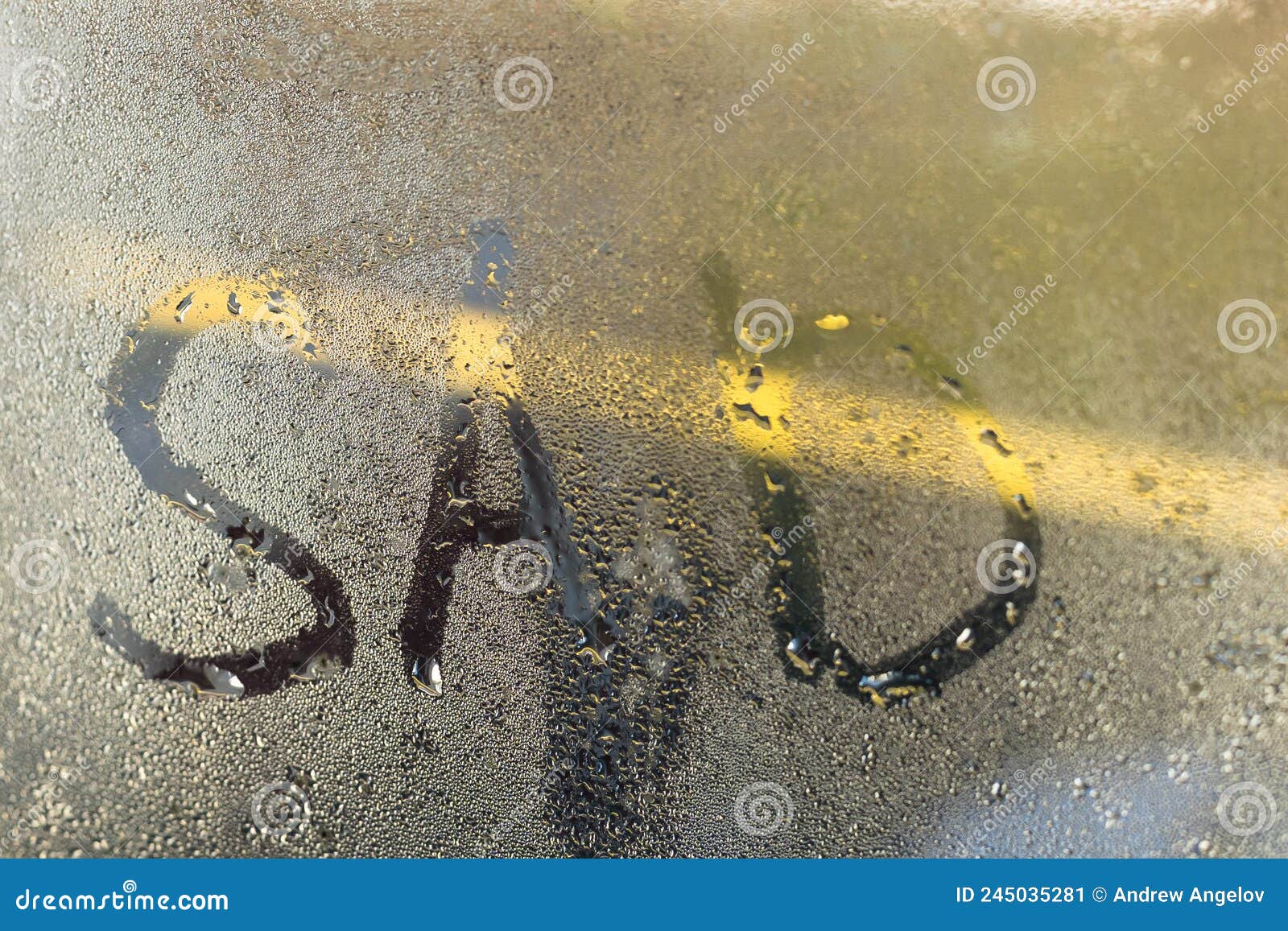 Inscription a Sad Written on Wet Window after Rain Stock Image - Image ...
