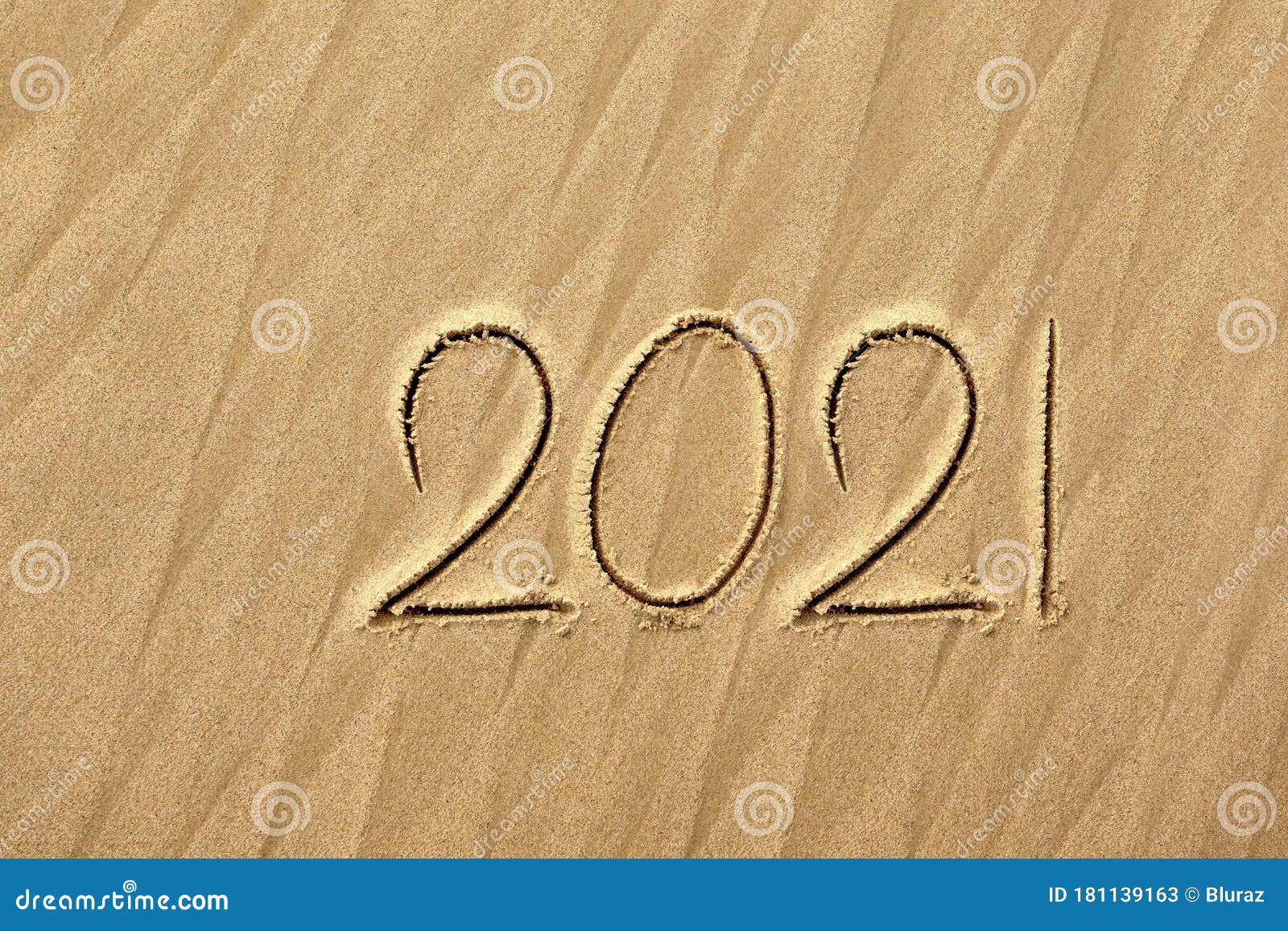 Inscription 2021 on the Sand Stock Image - Image of seven, summer ...