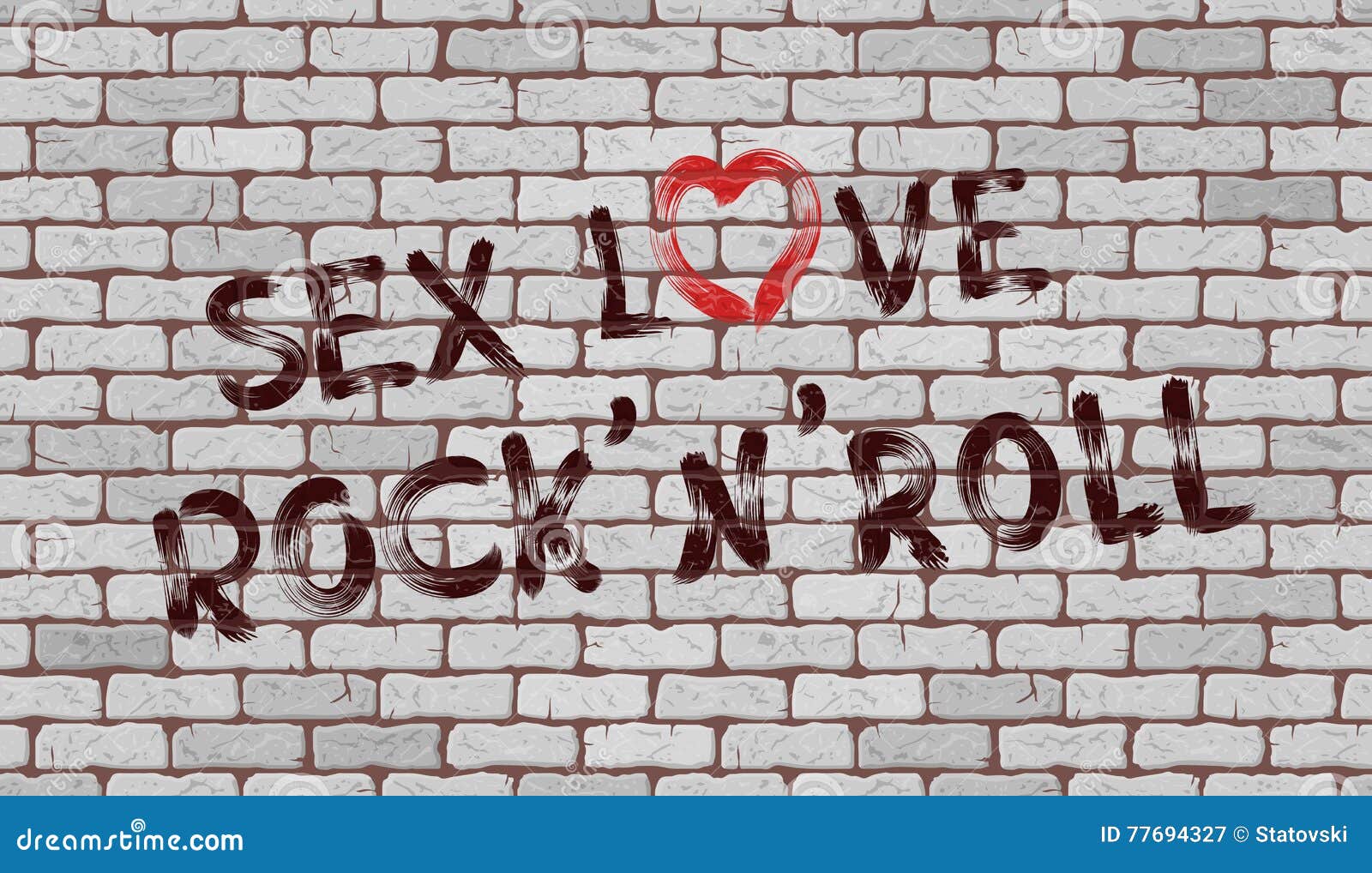 Inscription Sex Love Rock N Roll On The Wall Stock Vector