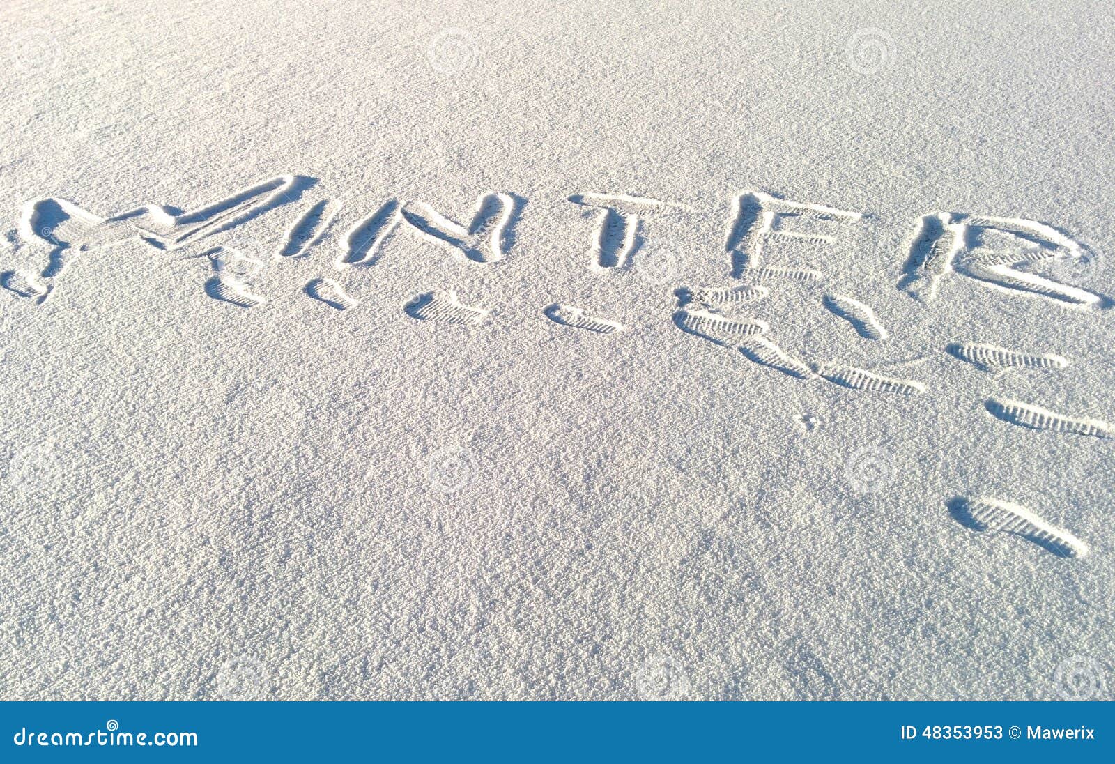 Inscription on Snow - Winter Stock Image - Image of white, frost: 48353953
