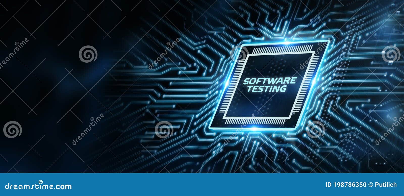 Inscription SOFTWARE TESTING on the Virtual Display. Business, Modern ...