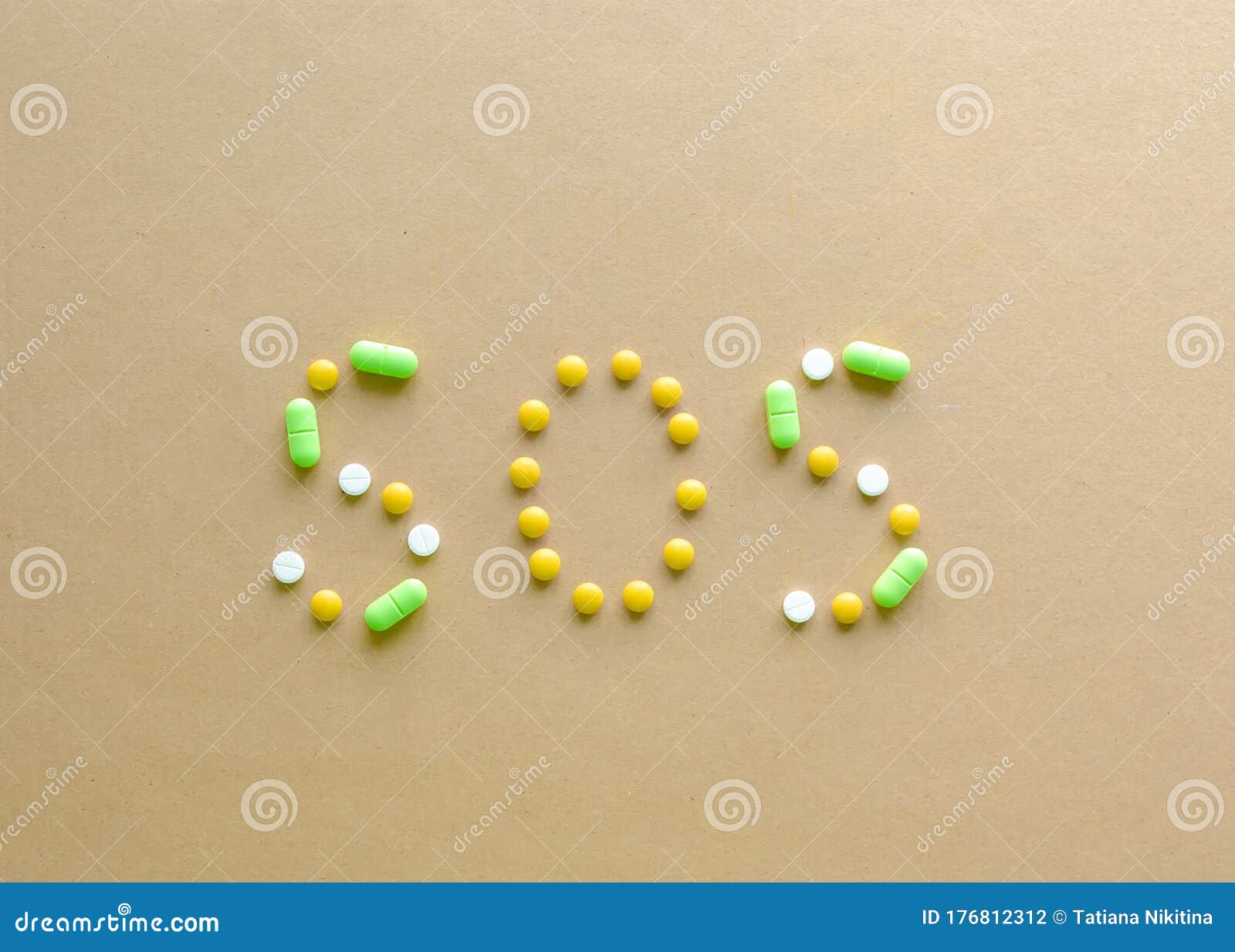 Inscription SOS of Tablets on a Light Background. Concept of Disease ...