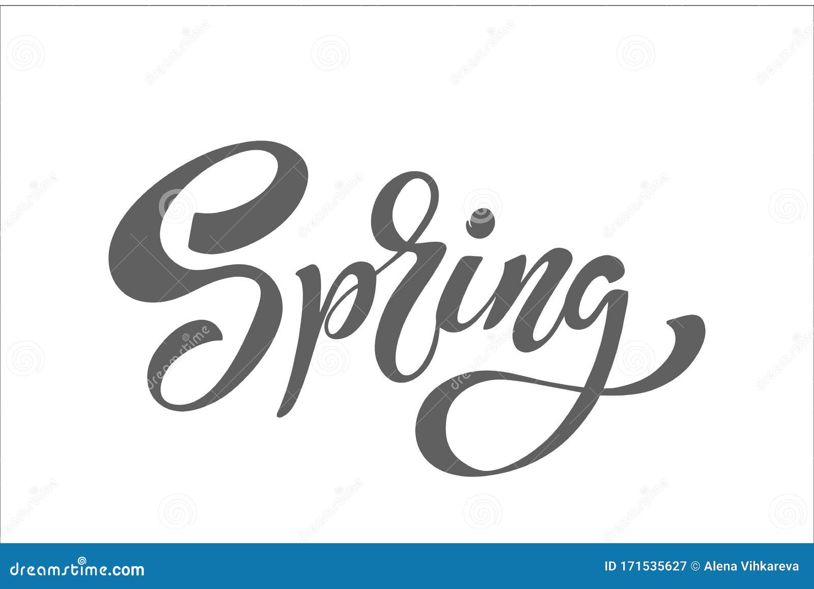 The Inscription Spring. Modern Brush Calligraphy. Hand Drawn Design ...