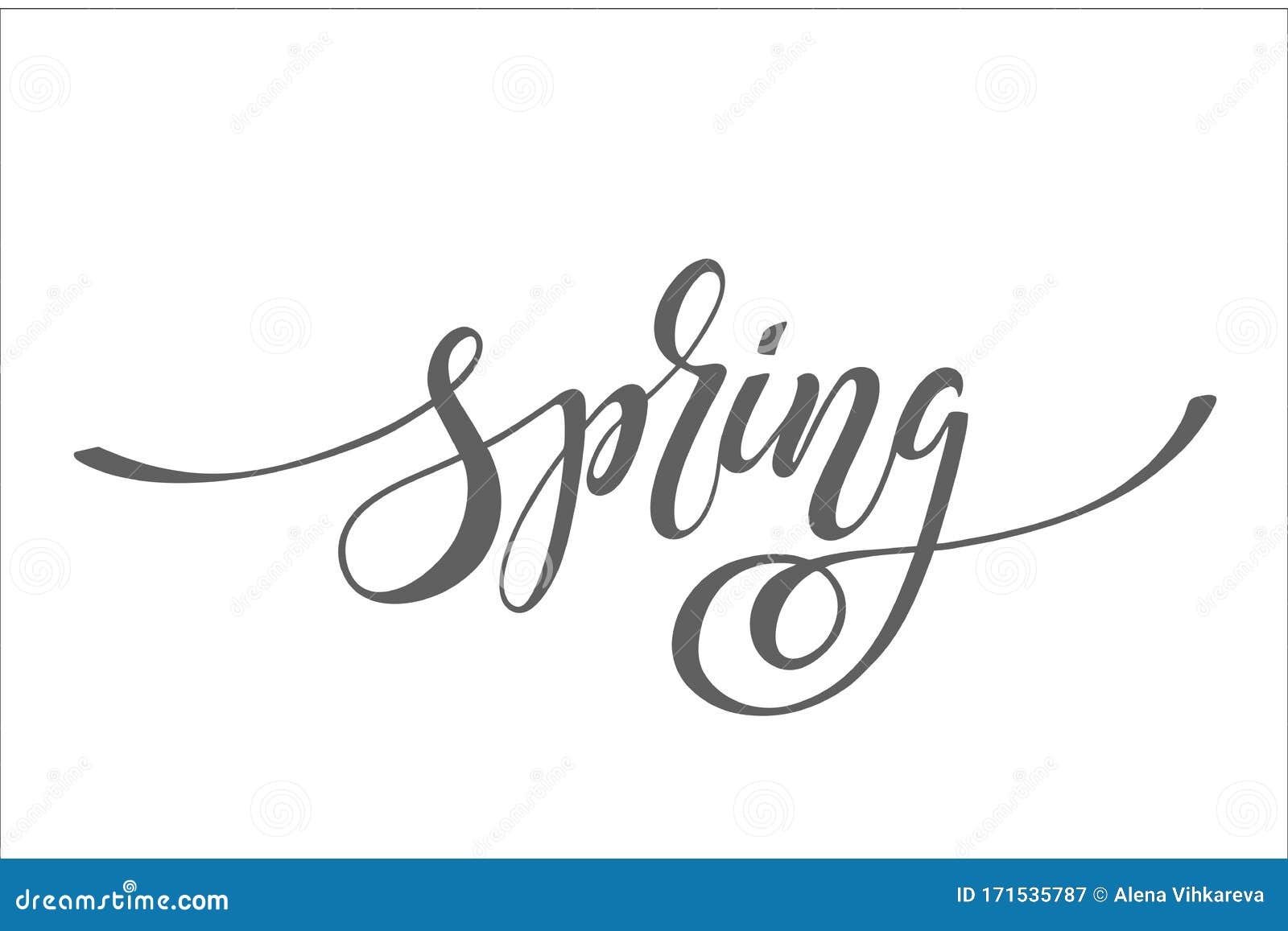 The Inscription Spring. Modern Brush Calligraphy. Hand Drawn Design ...