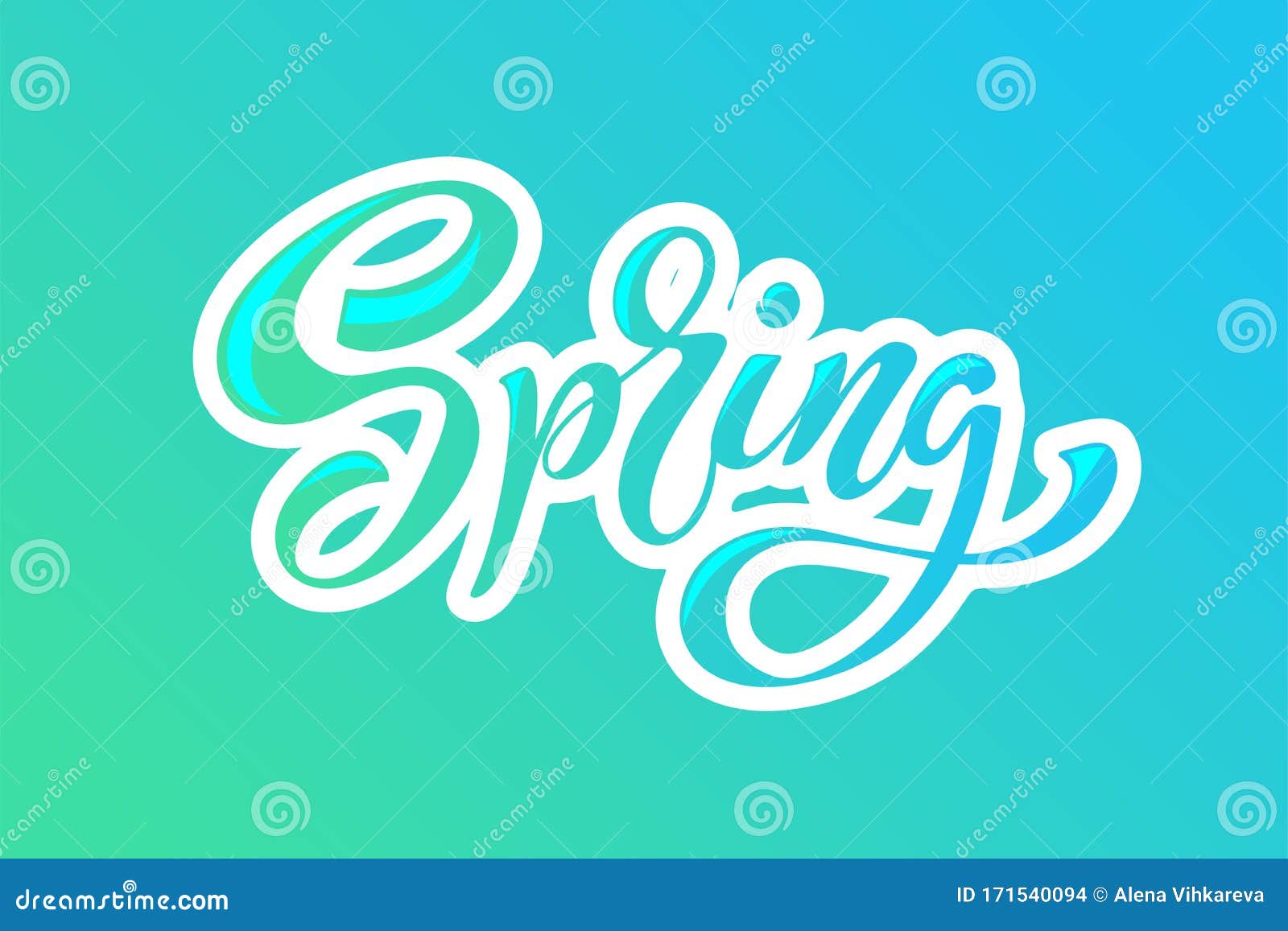 The Inscription Spring. Modern Brush Calligraphy. Hand Drawn Design ...