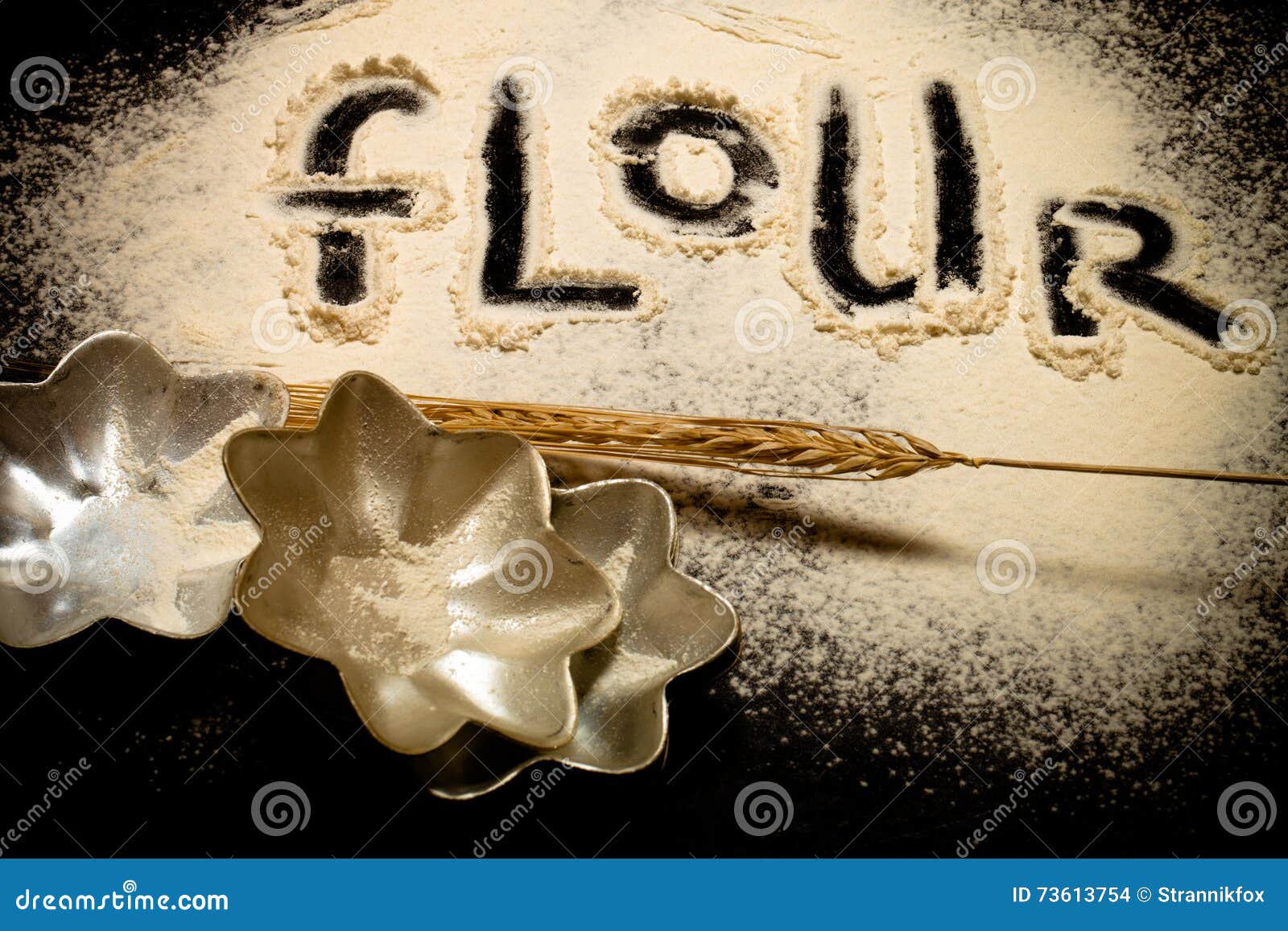 Inscription Sprinkle Flour Black Background Toned Stock Photos - Free ...