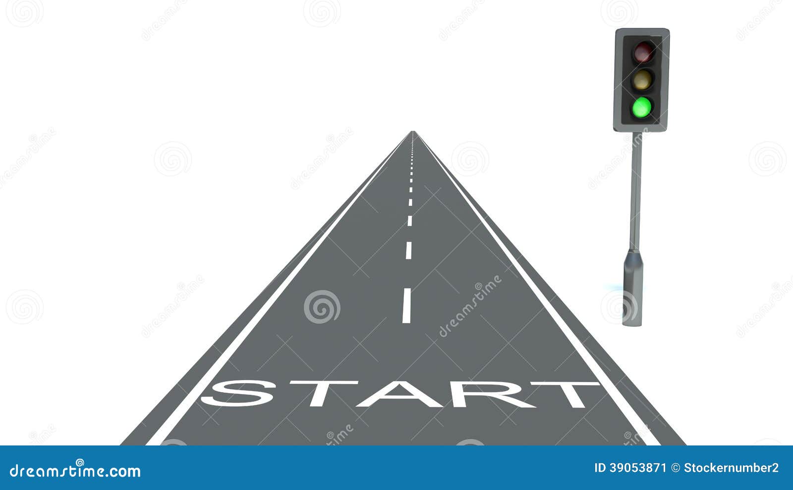 Inscription Start on the Road, Green Traffic Light Stock Illustration ...