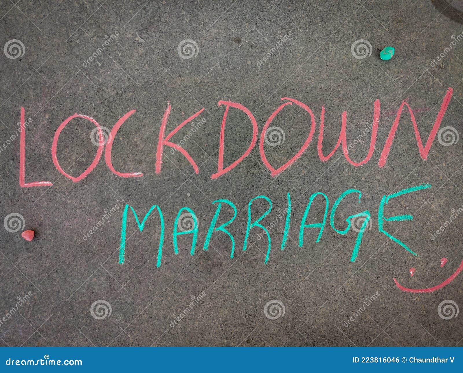 Lockdown Marriage. Using Color Chalk Pieces Stock Photo - Image of ...