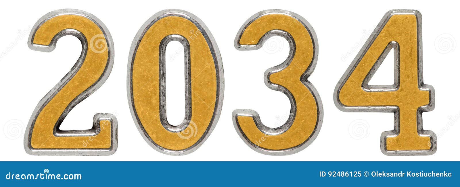 2034 Inscription, on White Background, 3d Render Stock Illustration ...