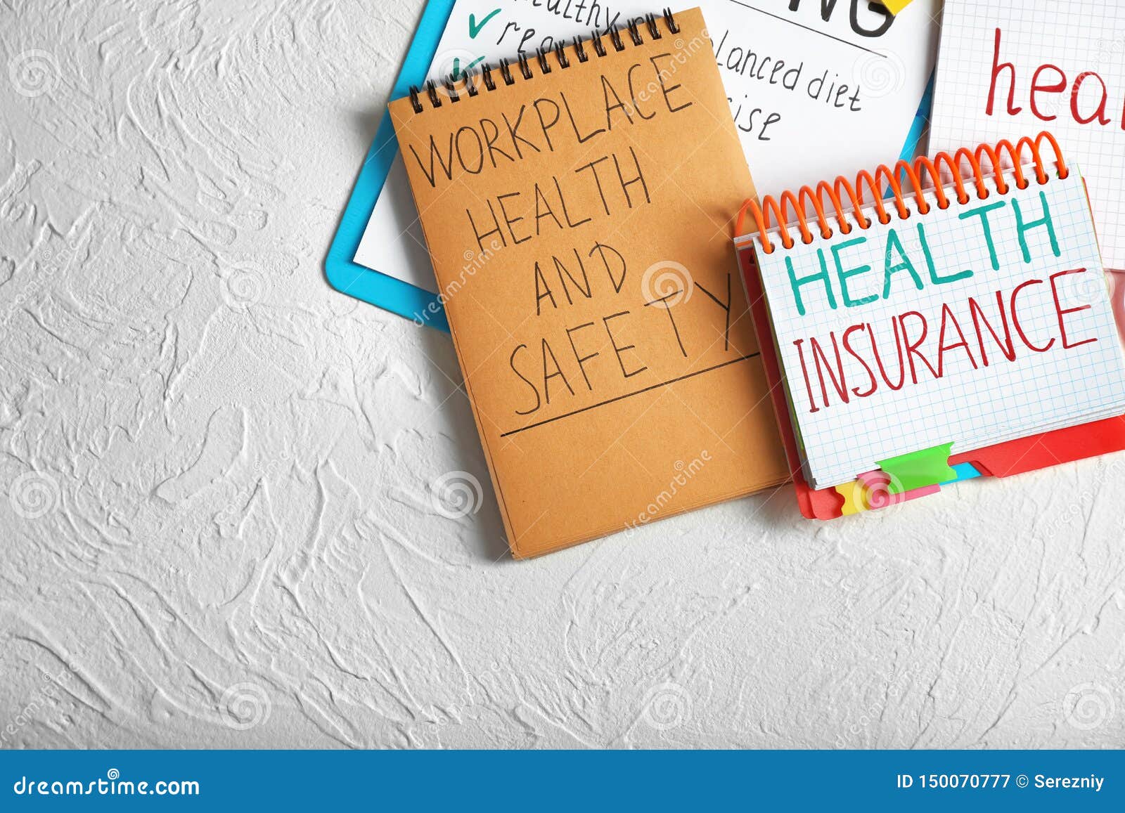 Inscriptions about Health Written in Notebooks on White Textured ...