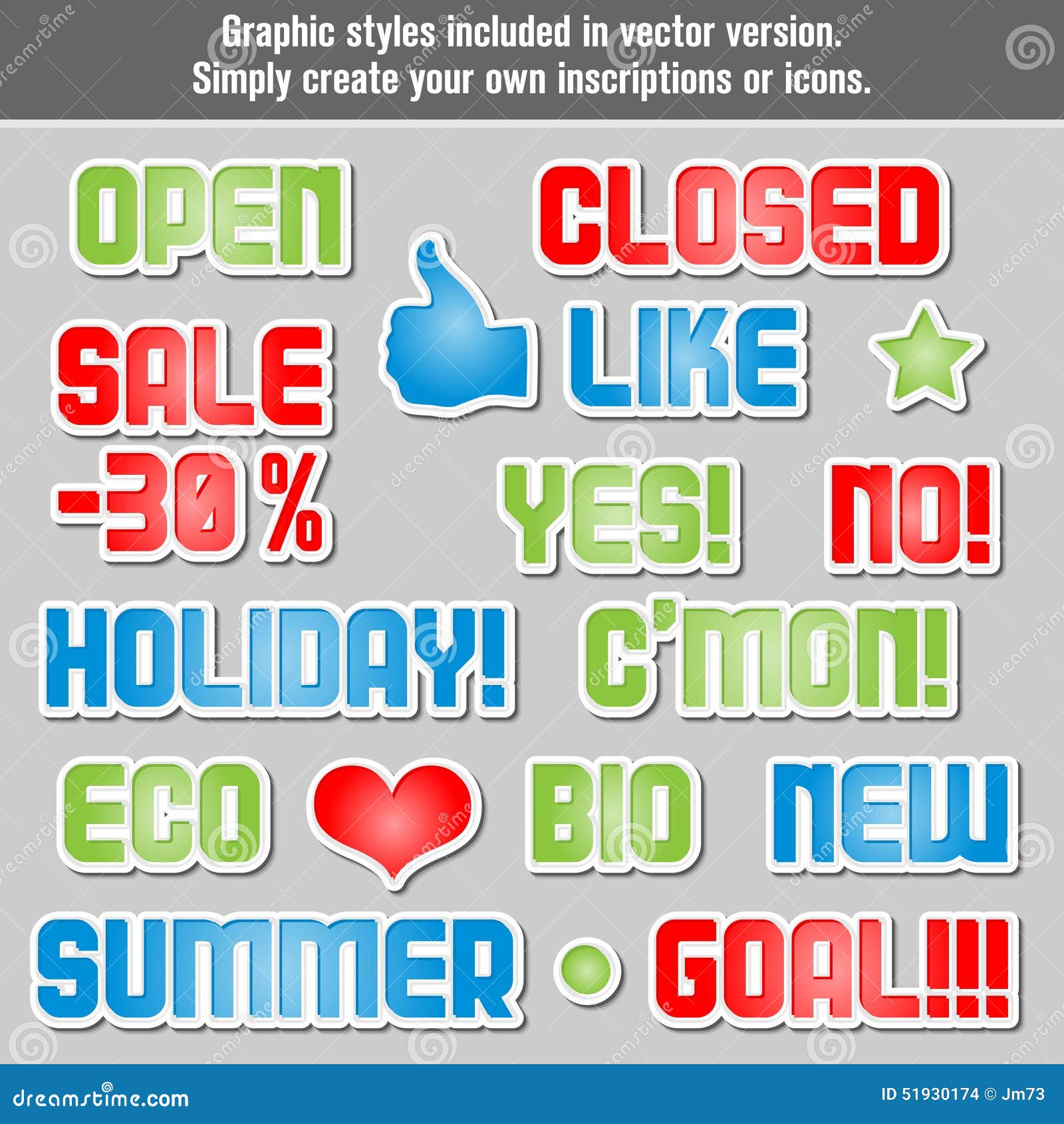 Inscriptions and Icons in One Graphic Style Stock Vector - Illustration ...