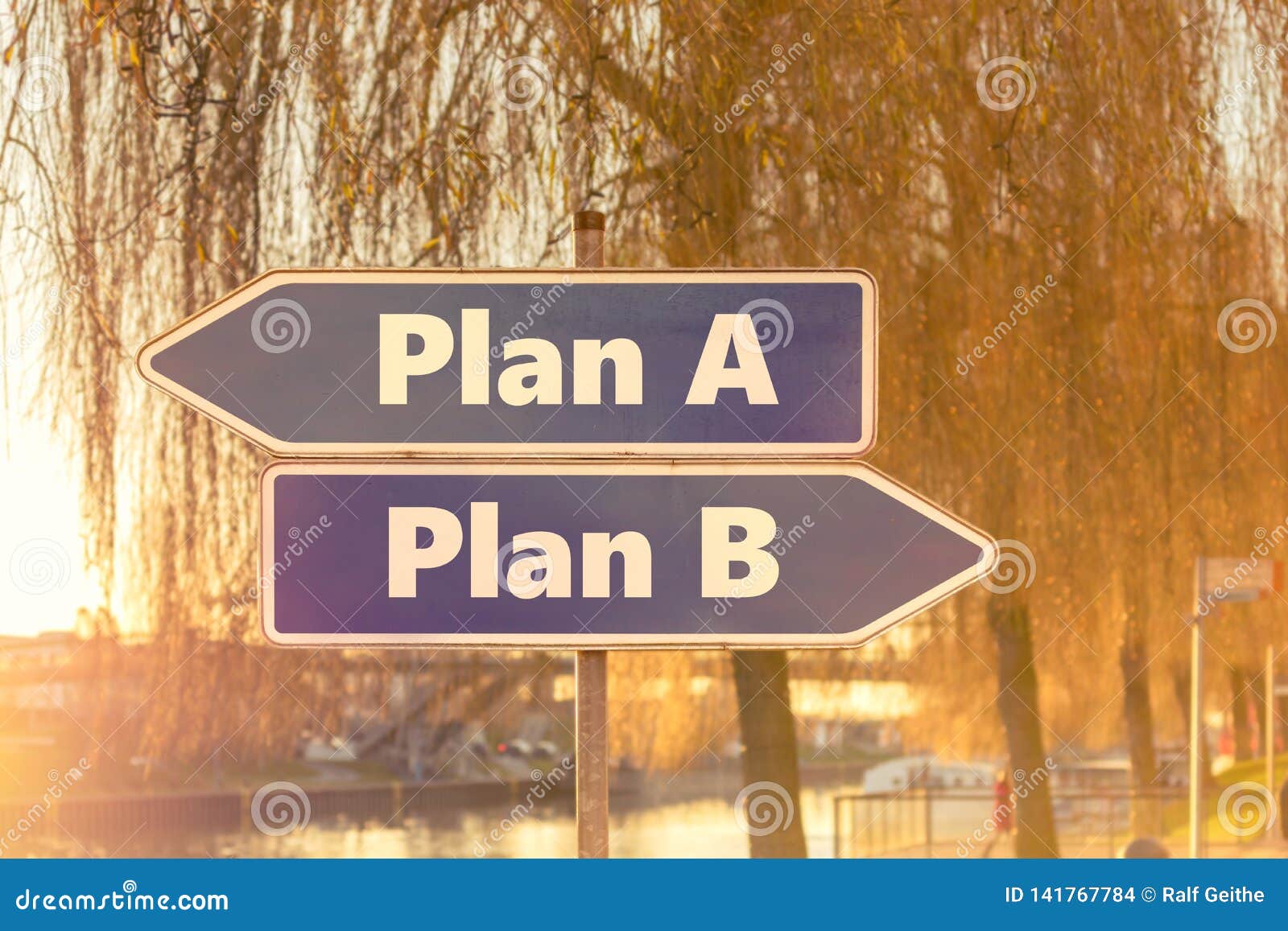 Two Blue Arrows in the Opposite Direction with the Inscription Plan a ...