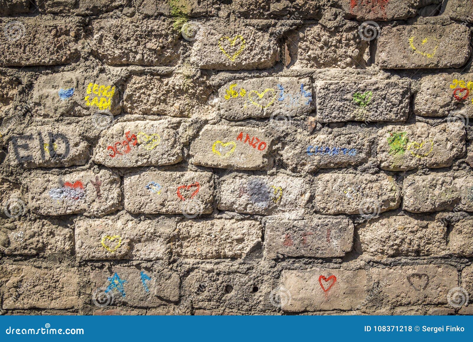 Inscriptions on the wall stock photo. Image of drawing - 108371218