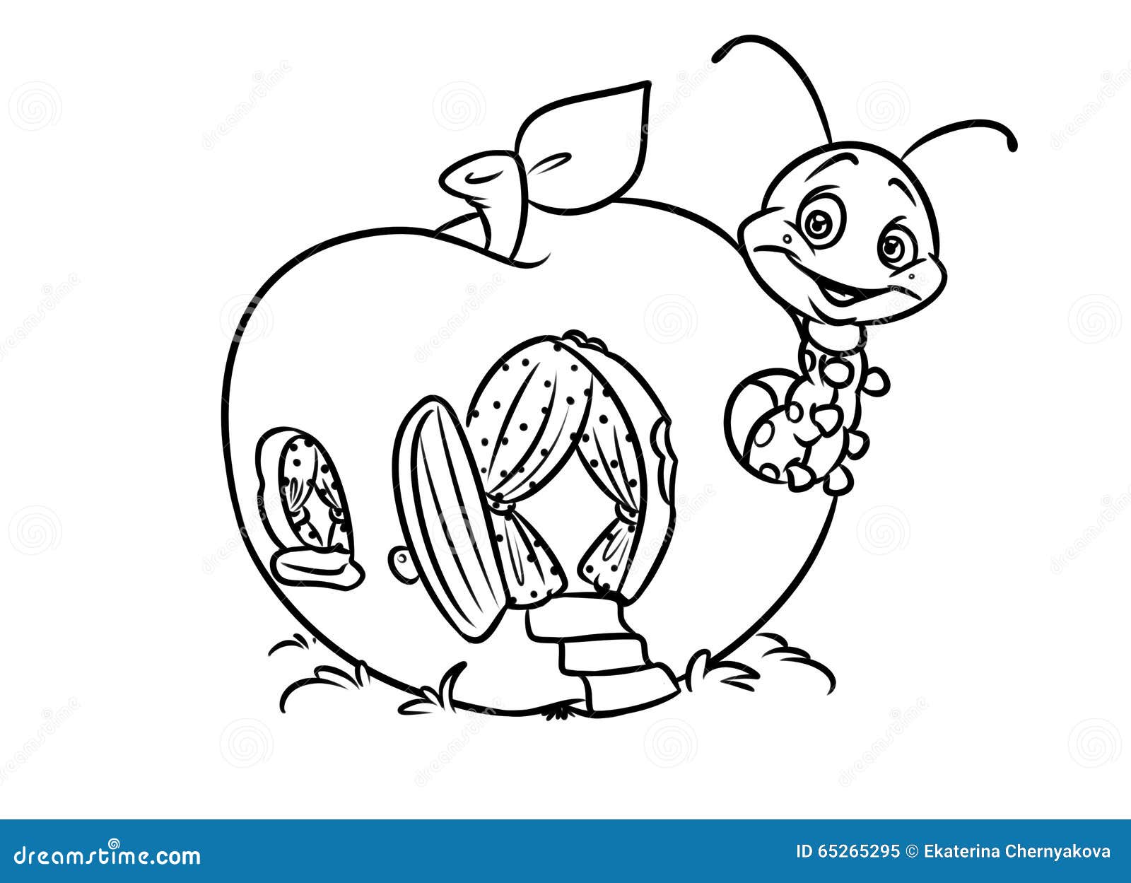 Insect apple coloring page stock illustration. Illustration of little ...
