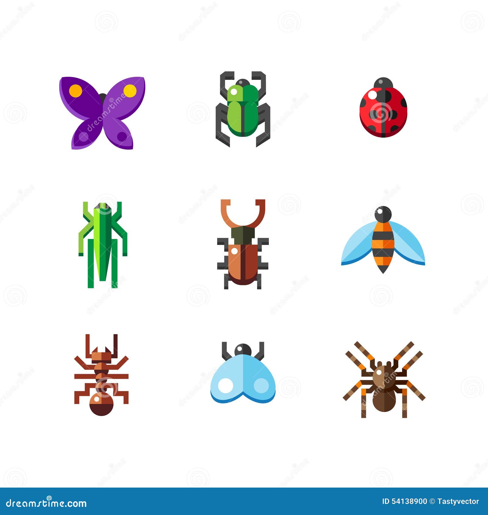 Insect bug icons stock vector. Illustration of ladybug - 54138900
