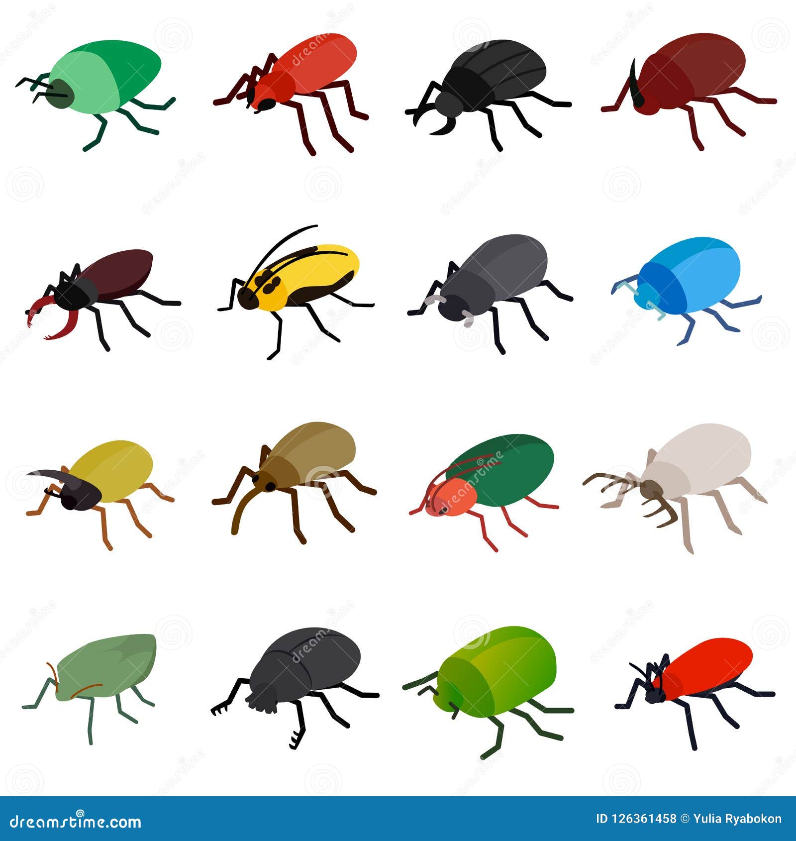 Insect Bug Icons Set, Isometric 3d Style Stock Illustration ... Insect Bug Icons Set, Isometric 3d Style Stock Illustration ...