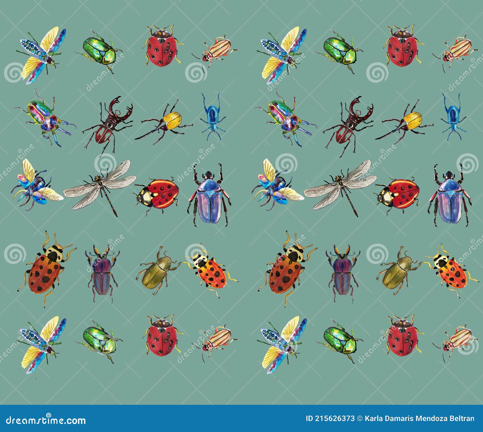Insect and Bug Patterns for Cards and Fabrics Stock Illustration ...