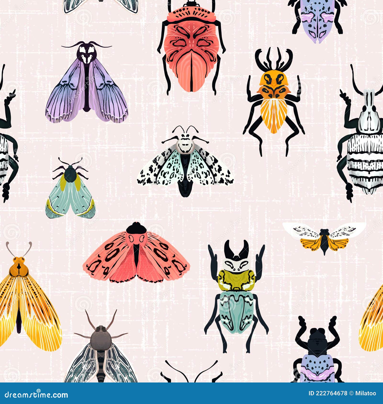 Insect Butterfly and Bugs Seamless Pattern, Summer Patel Illustration Stock Illustration ...