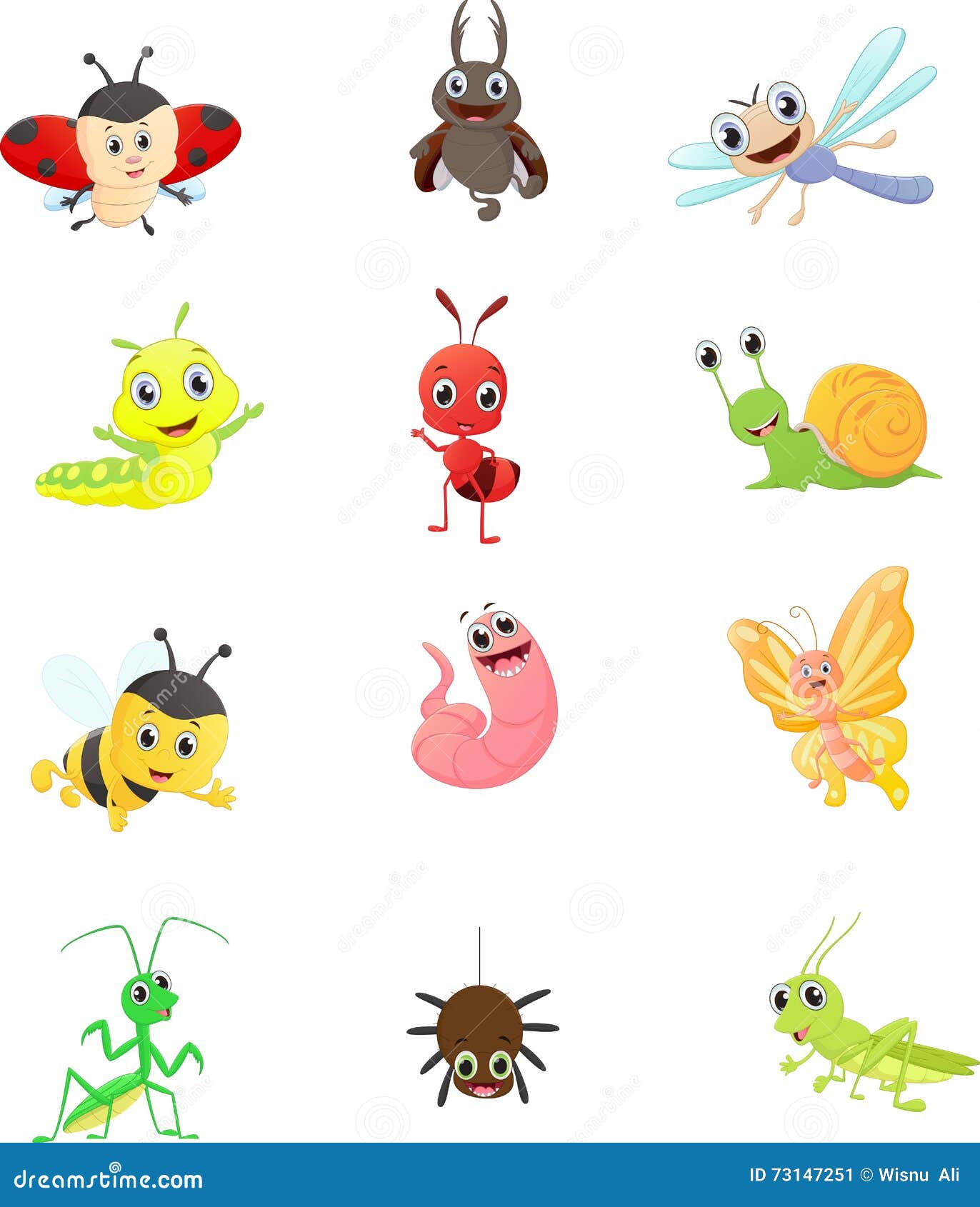 Insect cartoon collection stock vector. Illustration of macro - 73147251