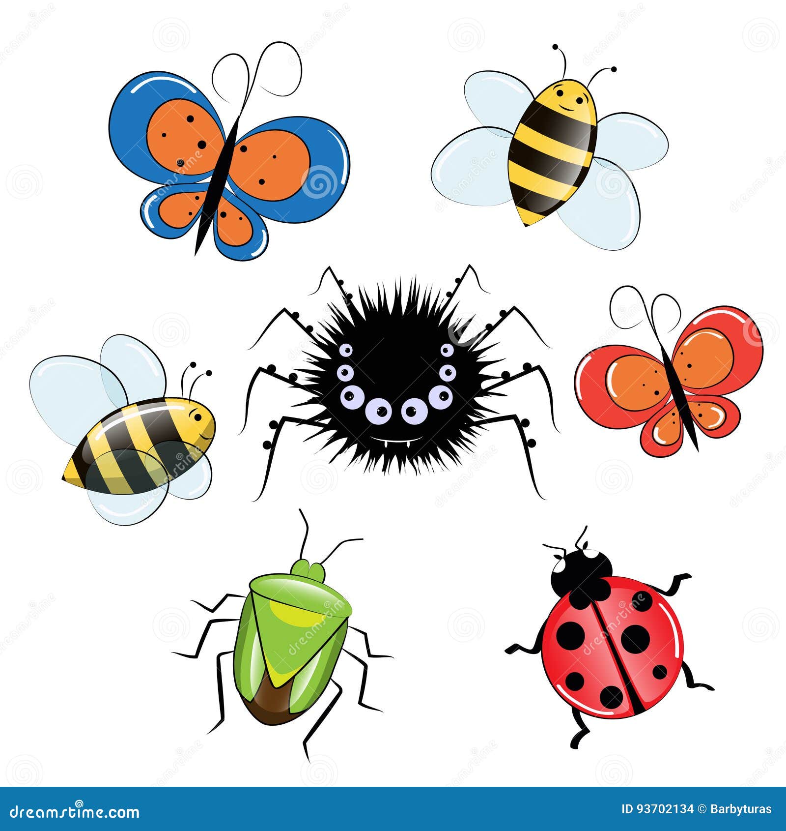 Insect cartoon funny set stock vector. Illustration of butterfly - 93702134