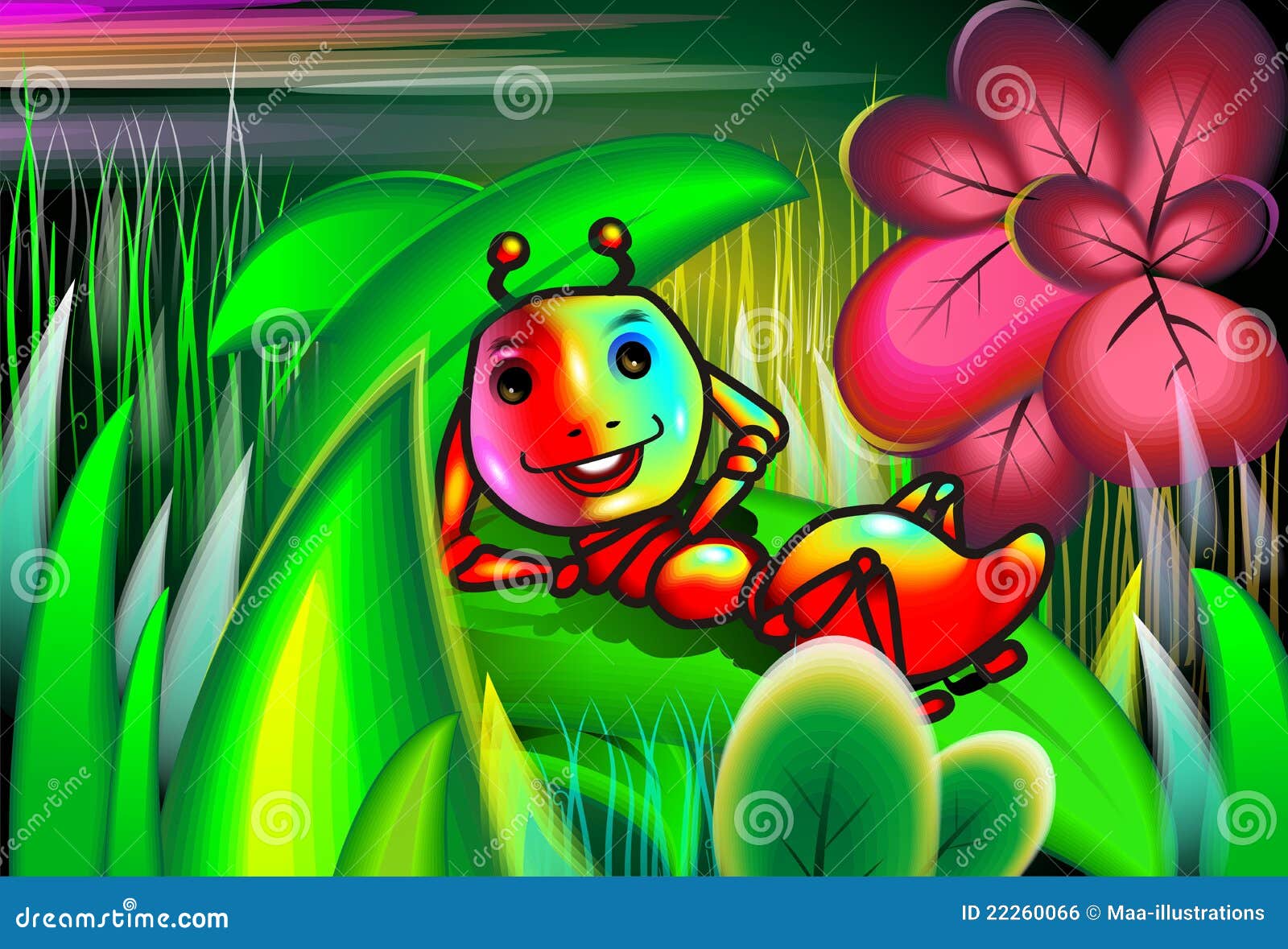 Insect With Charming Mood In The Midst Of Flowers Stock Photo ...