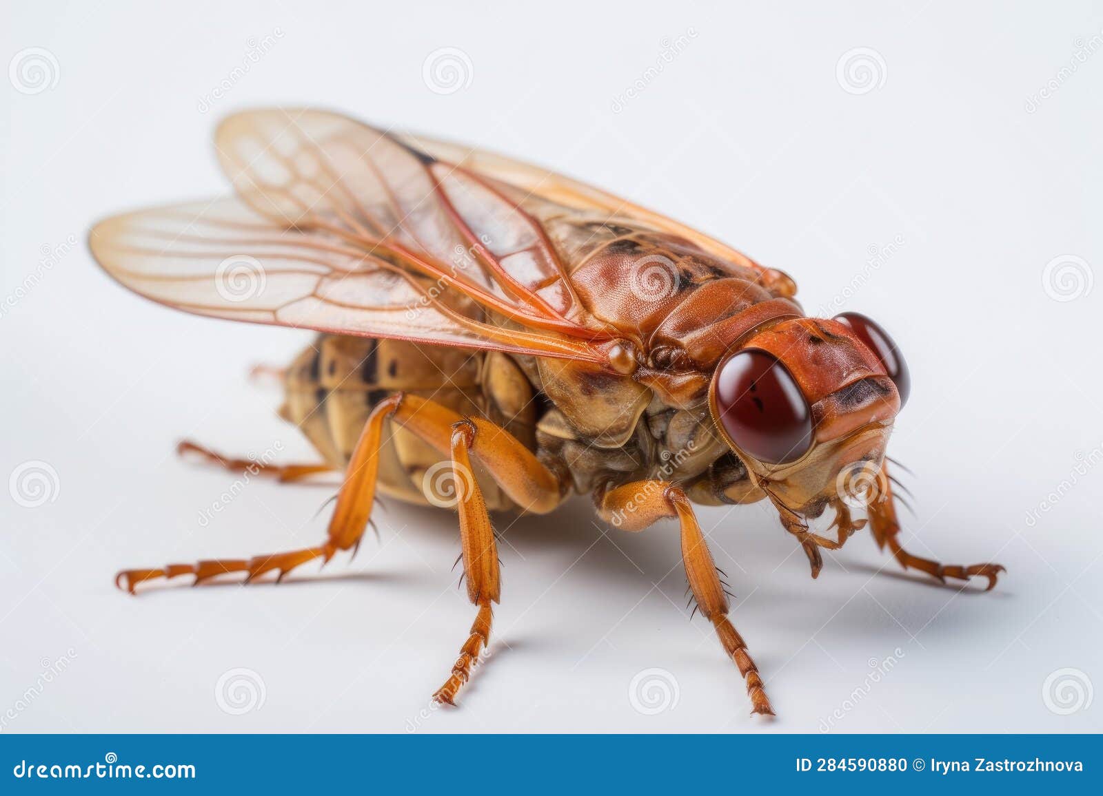 Insect Cicada Close-up on White Background, Illustration Stock ...