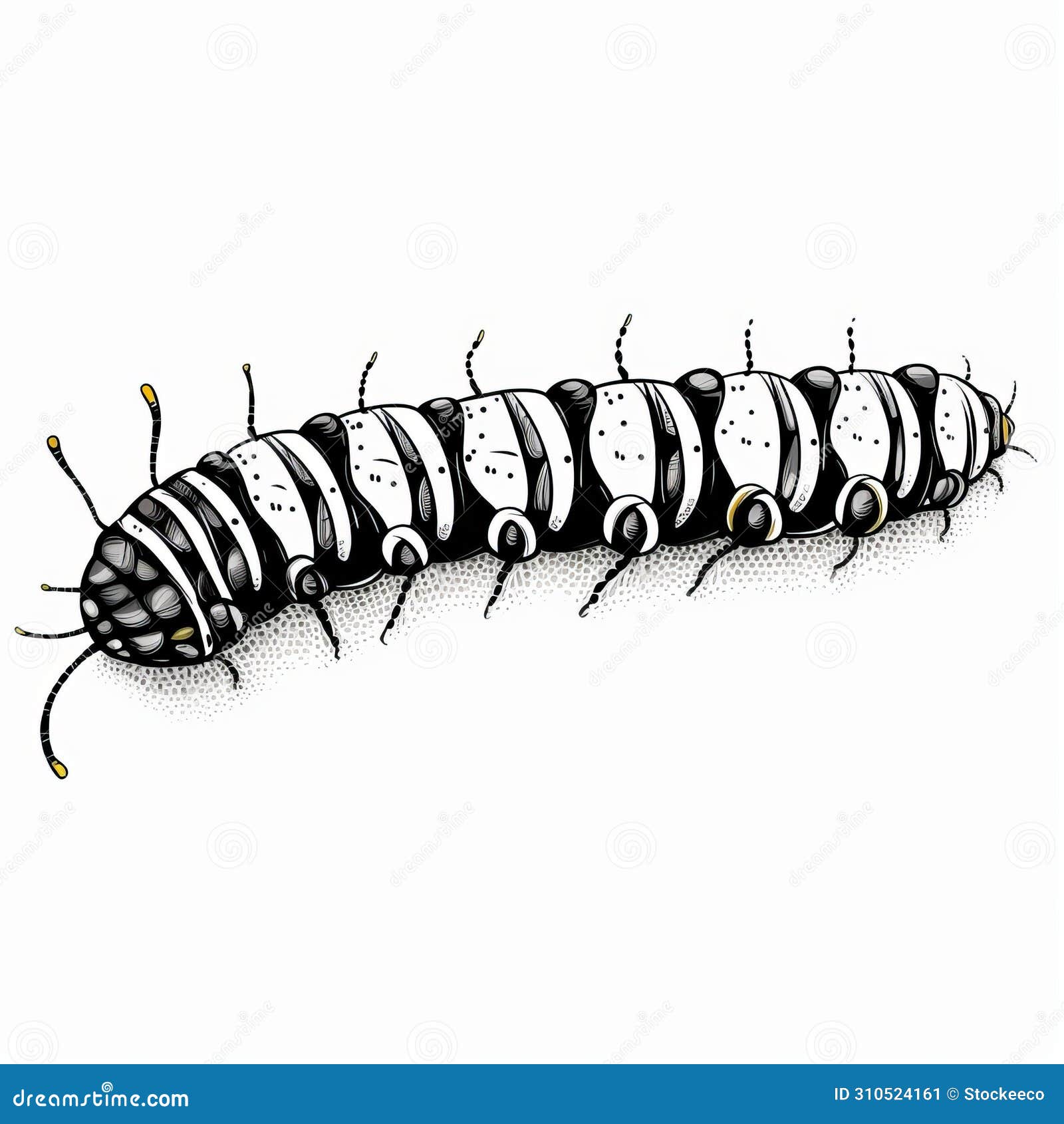 Black and White Caterpillar Line Drawing Svg for Scientific ...