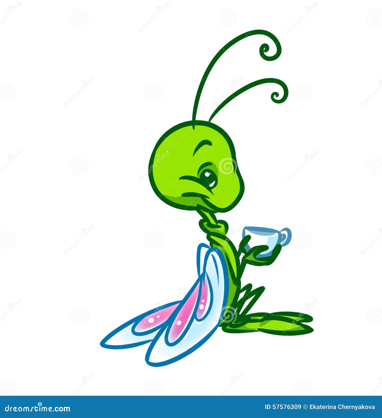 Insect Drinking Tea Cartoon Illustration Stock Illustration ...
