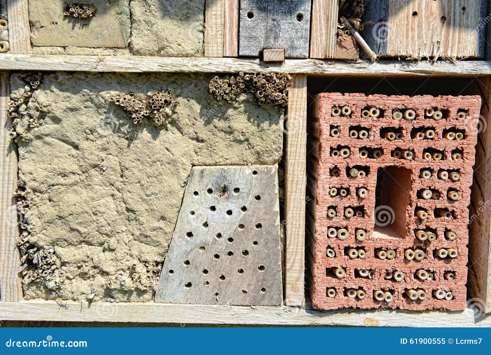 Insect Hotel with Bamboo Sticks and Brick Stone Stock Image - Image of ...