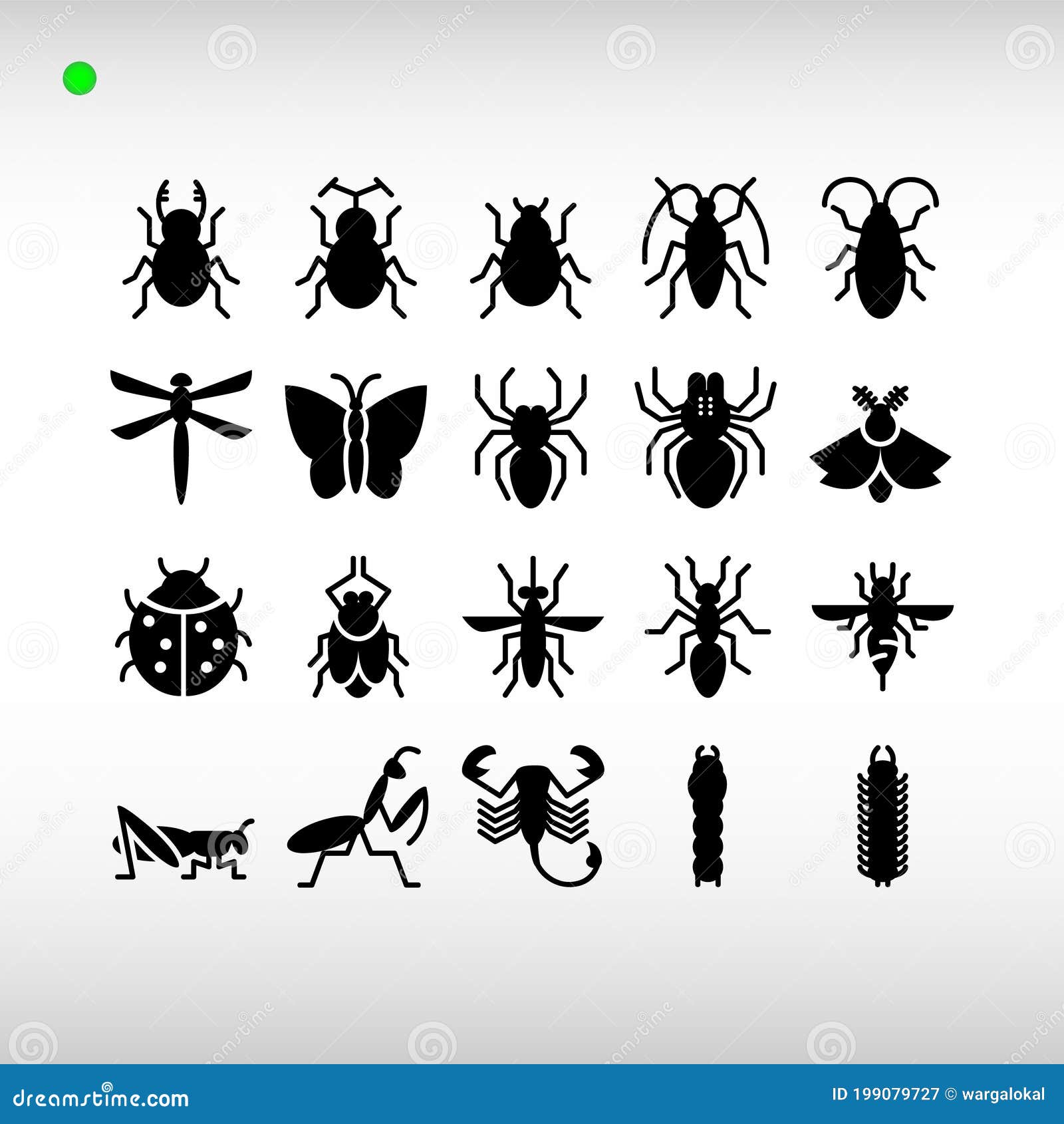 Insect Icon Set in Black or Glyph Style Stock Vector - Illustration of ...