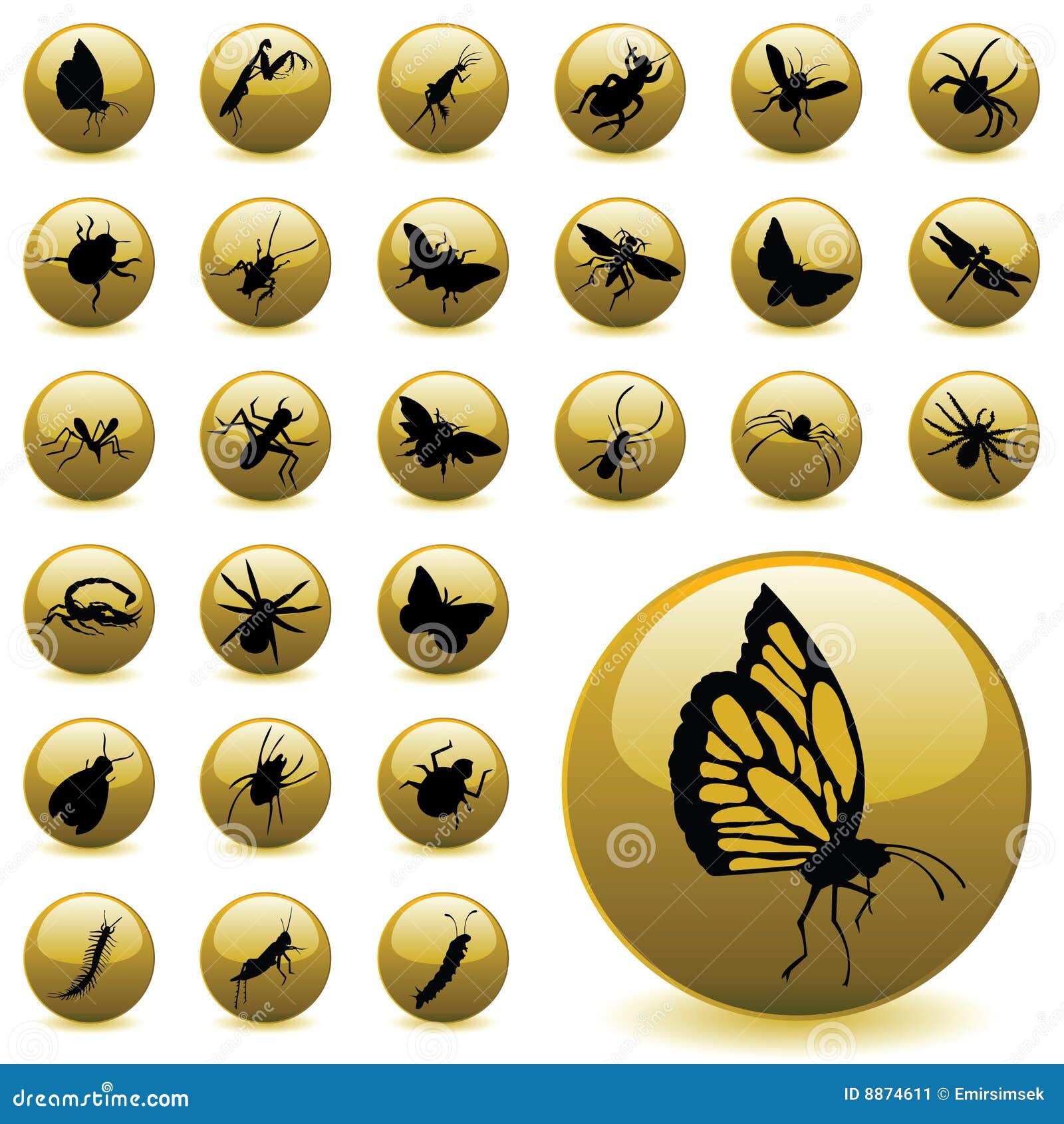 Insect icons stock vector. Illustration of graphic, glossy - 8874611