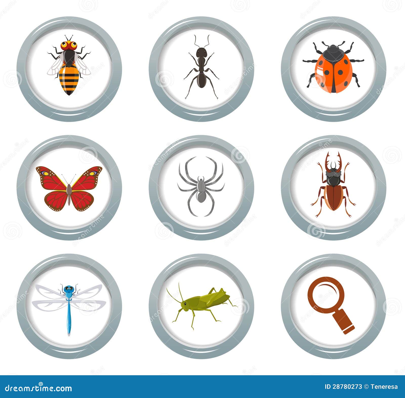 Insect icons set stock vector. Illustration of bubble - 28780273
