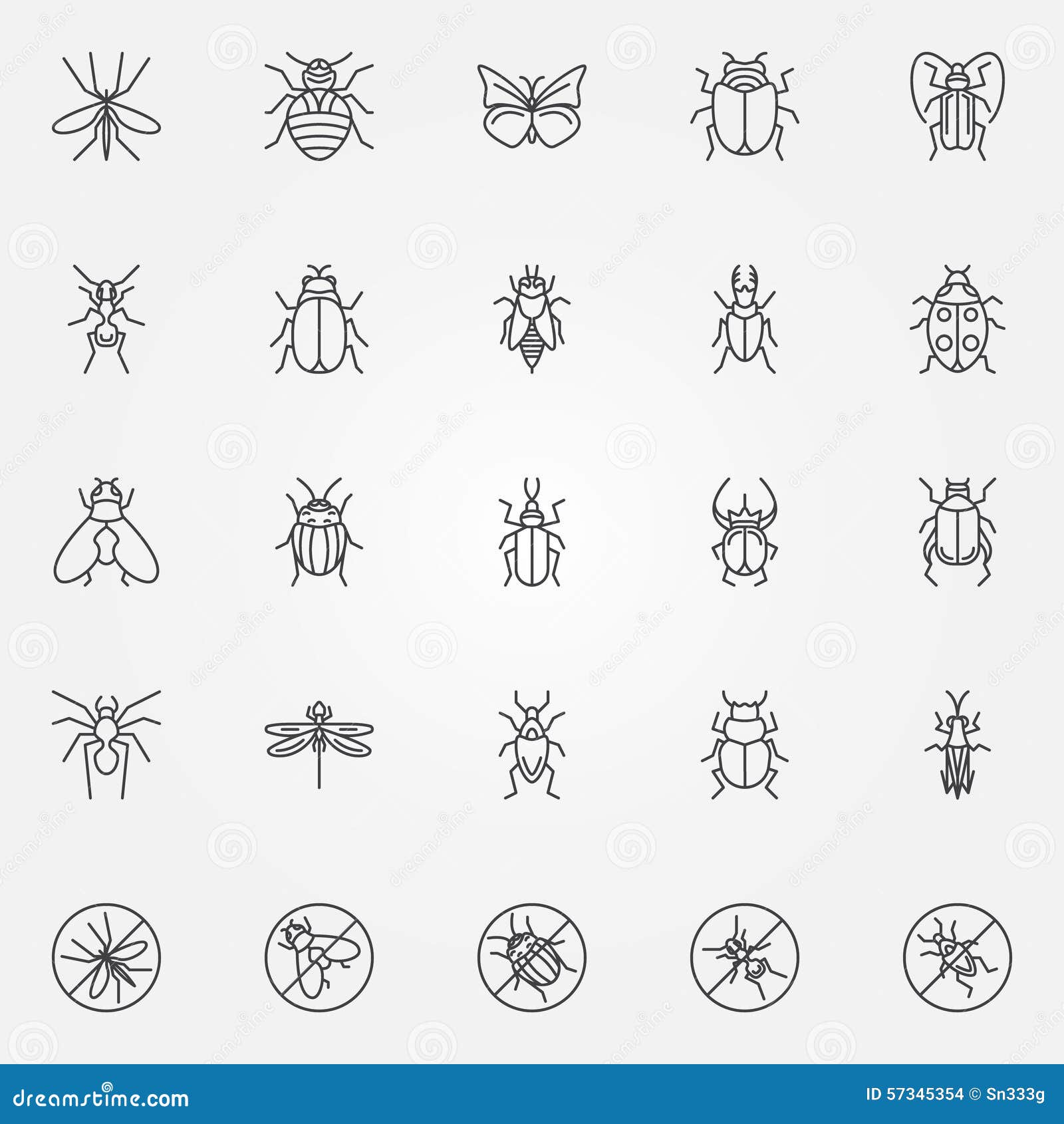 Insect icons set stock vector. Illustration of mosquito - 57345354
