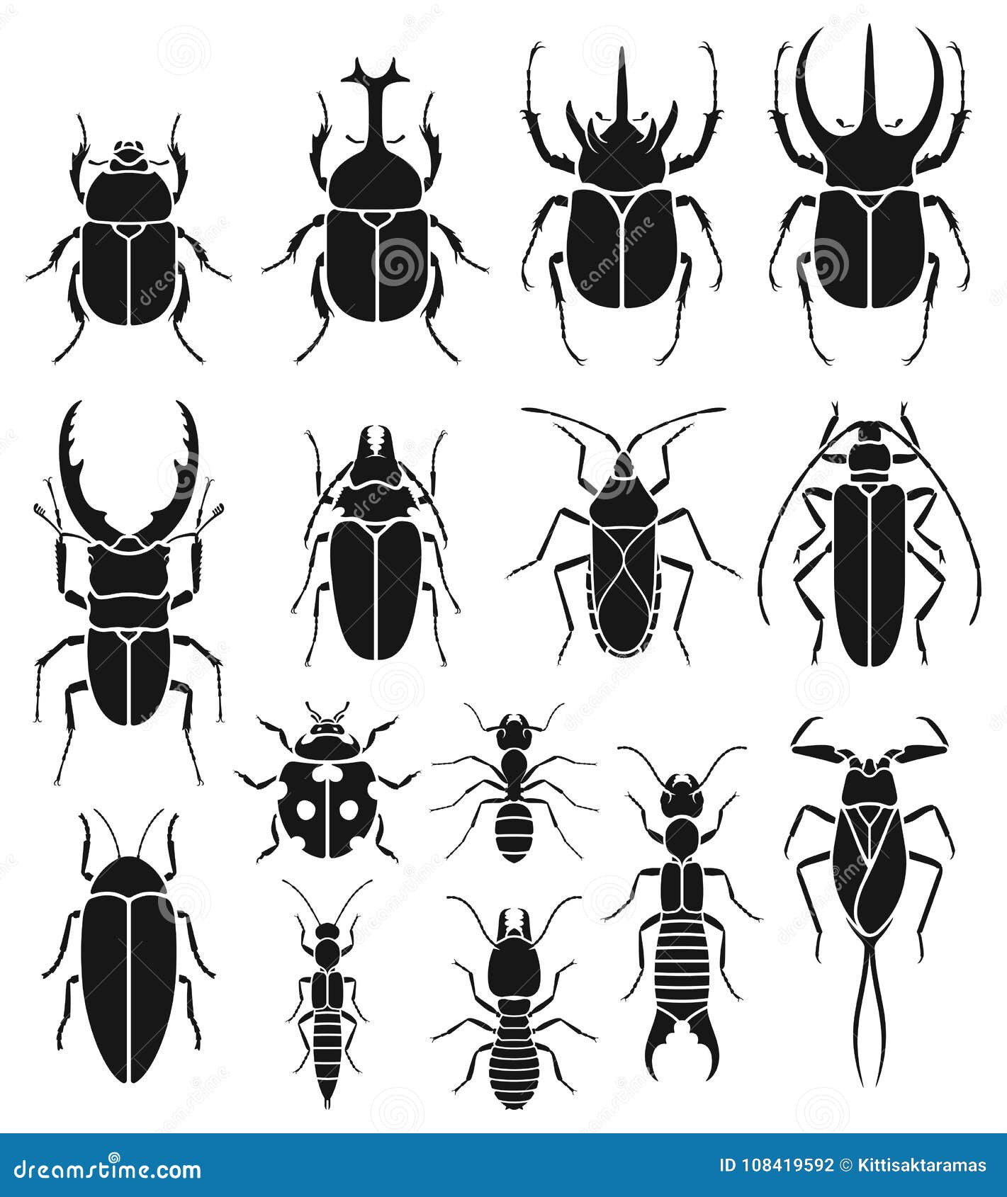 Insect icons set. Vector. stock vector. Illustration of nature - 108419592