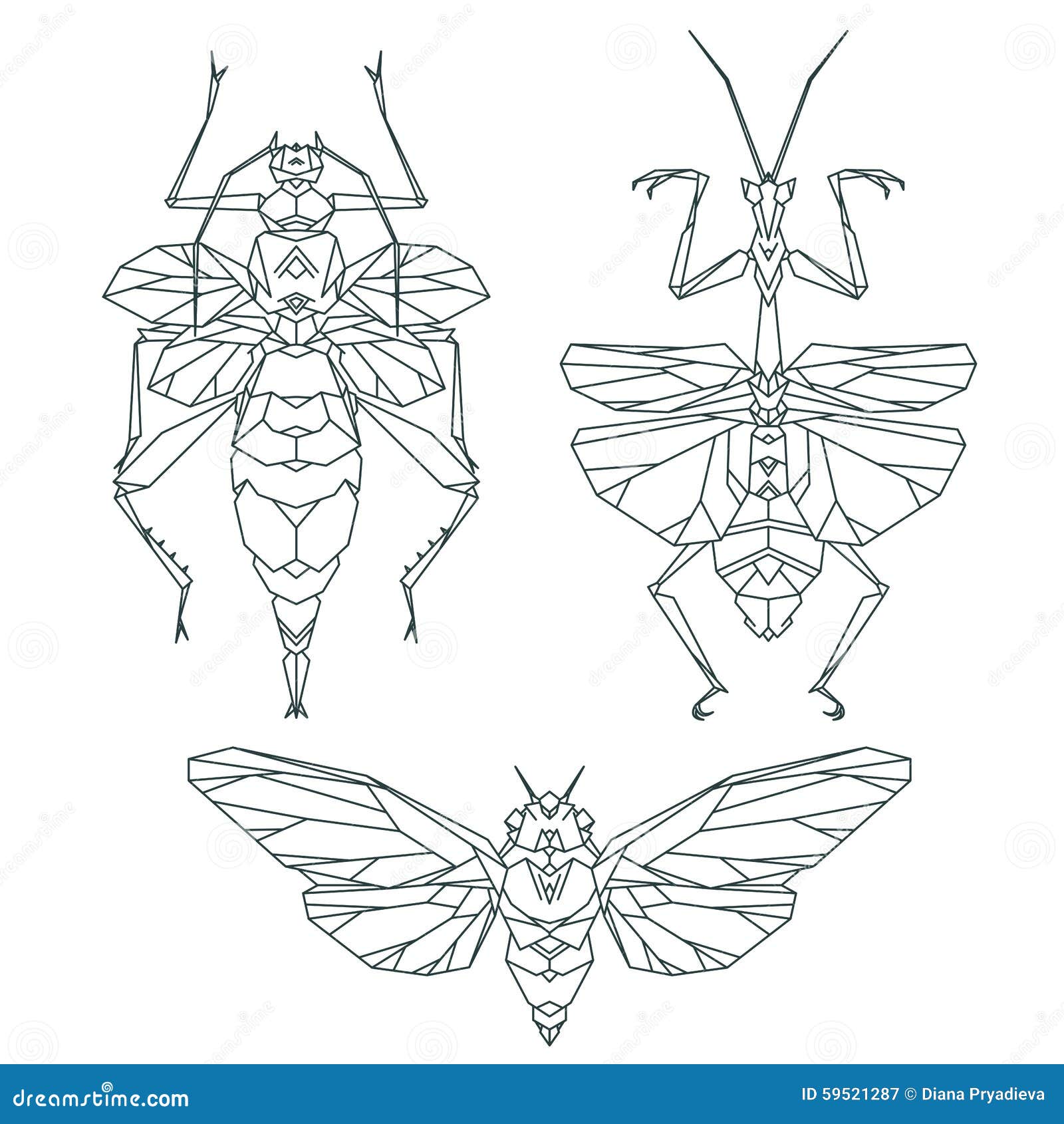 Insect Icons, Vector Set. Abstract Triangular Style Stock Vector ...