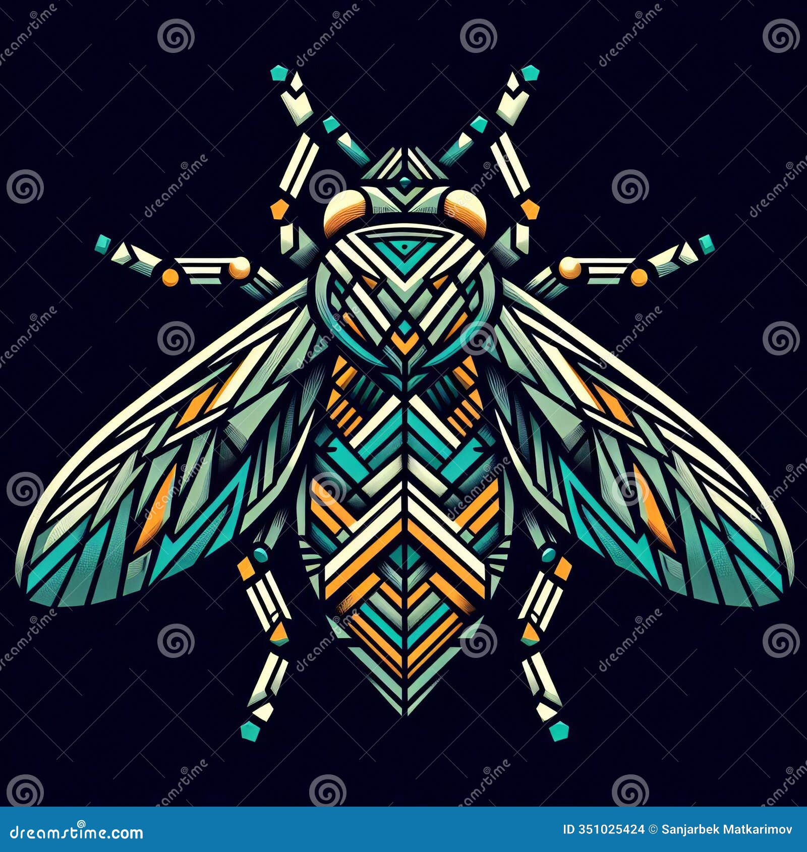 Insect Illustrations Stylized with Geometric Patterns Focusing O Stock ...
