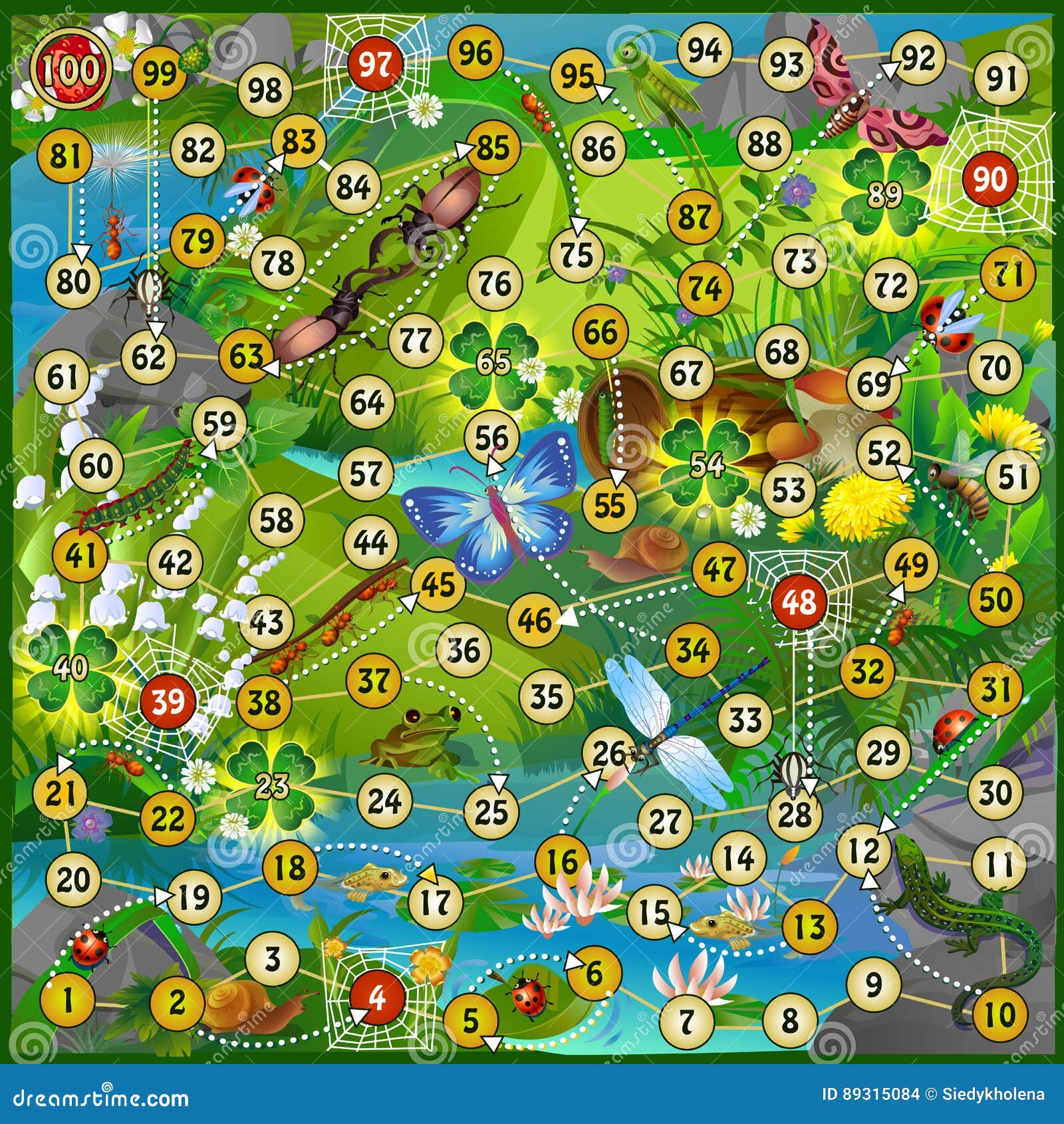 Insect Life Board Game Vector Stock Illustration - Illustration of ...