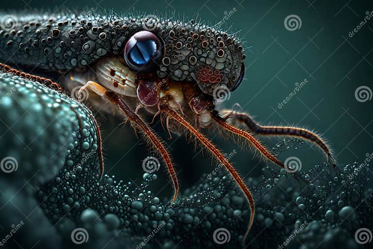 Insect Odyssey: Hyper Realistic Macroscopic Close-Up of Tiny Spider Fly ...