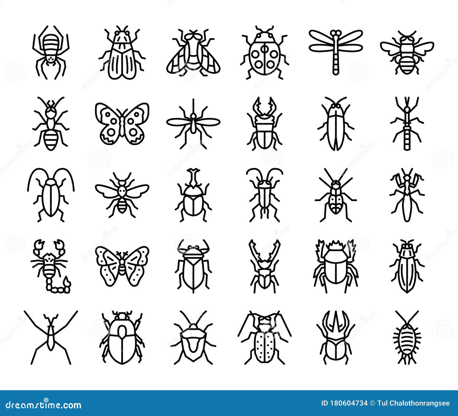 Insect Outline Vector Icons Stock Vector - Illustration of nature, moth ... Insect Outline Vector Icons Stock Vector - Illustration of nature, moth ...