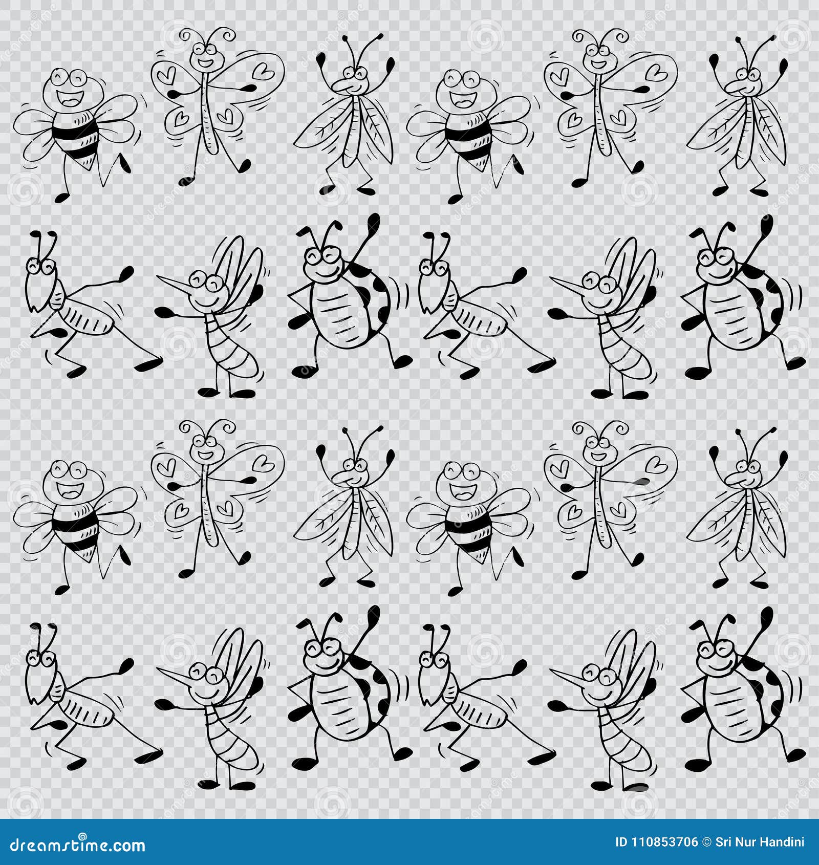 Insect pattern stock vector. Illustration of cartoon - 110853706