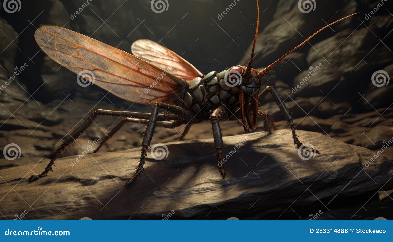 Giant Stonefly 3d Illustration in Rustic Futurism Style Stock ...