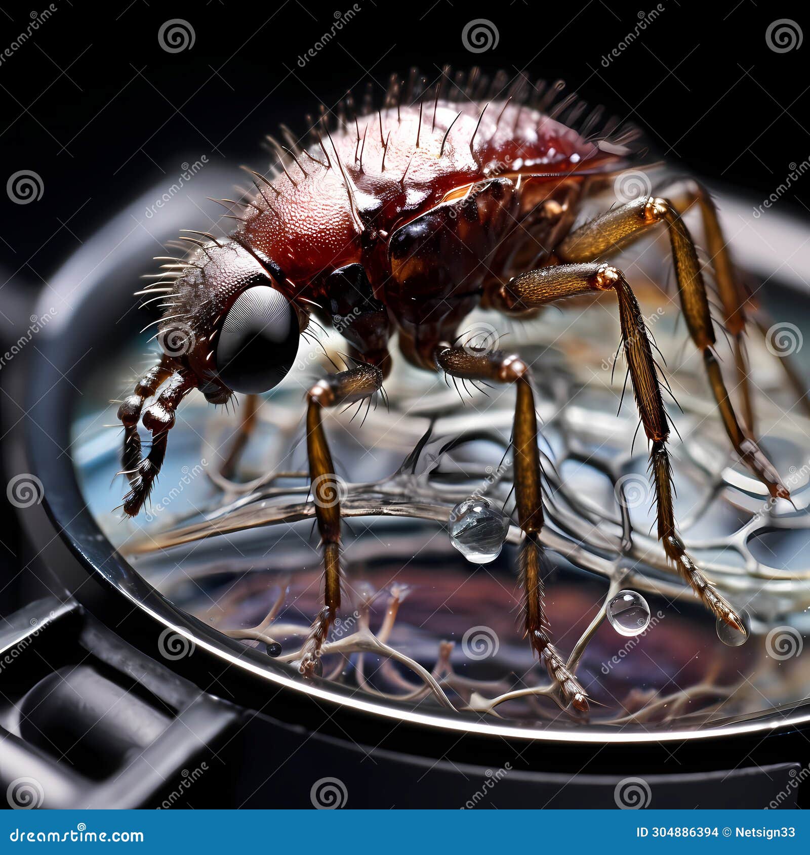 An Insect Perspective, a Bug on a Magnifying Glass Stock Illustration ...