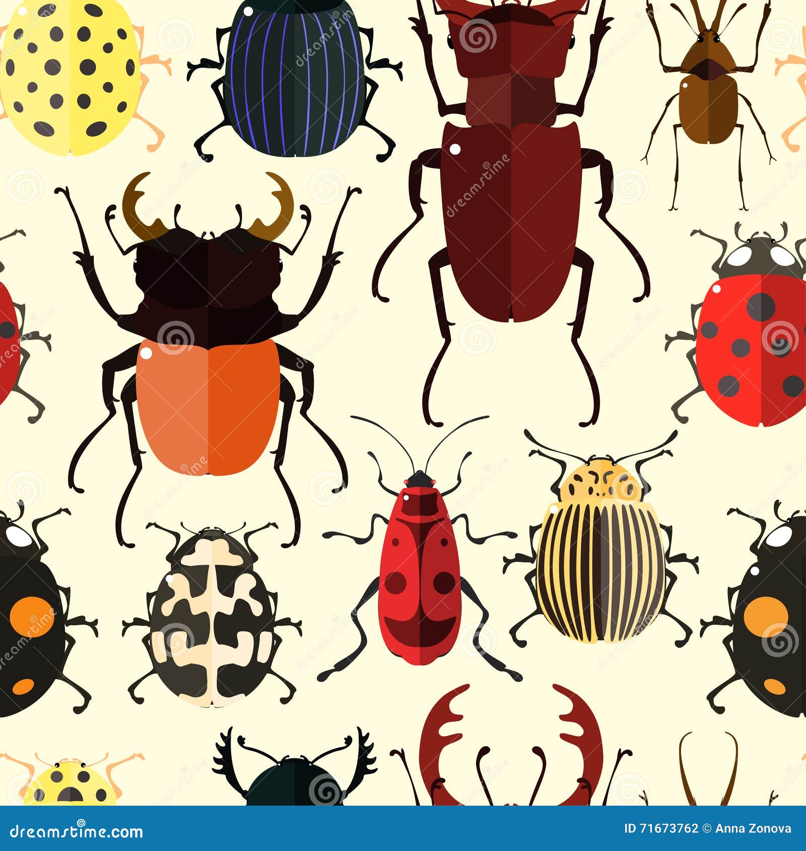 Insect Seamless pattern. stock vector. Illustration of striped - 71673762