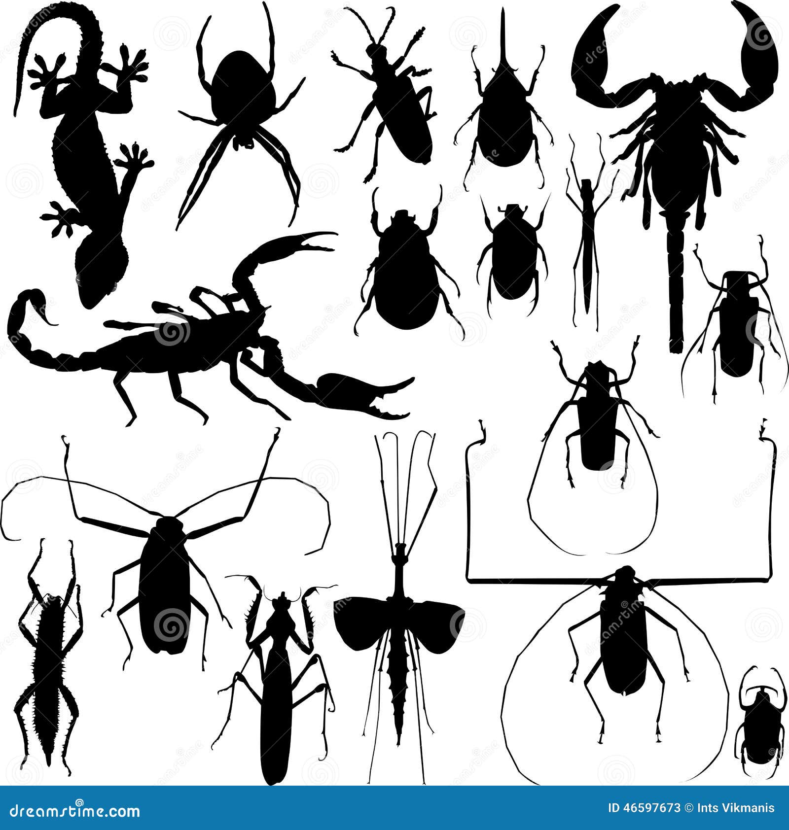 Insect silhouettes vector stock vector. Illustration of scorpion - 46597673