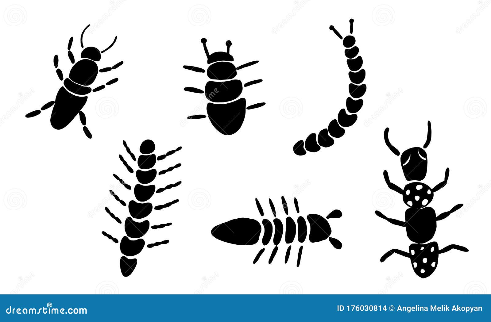 Insect Simple Icons Set - Vector Collection of Bugs Symbols in Thin ...