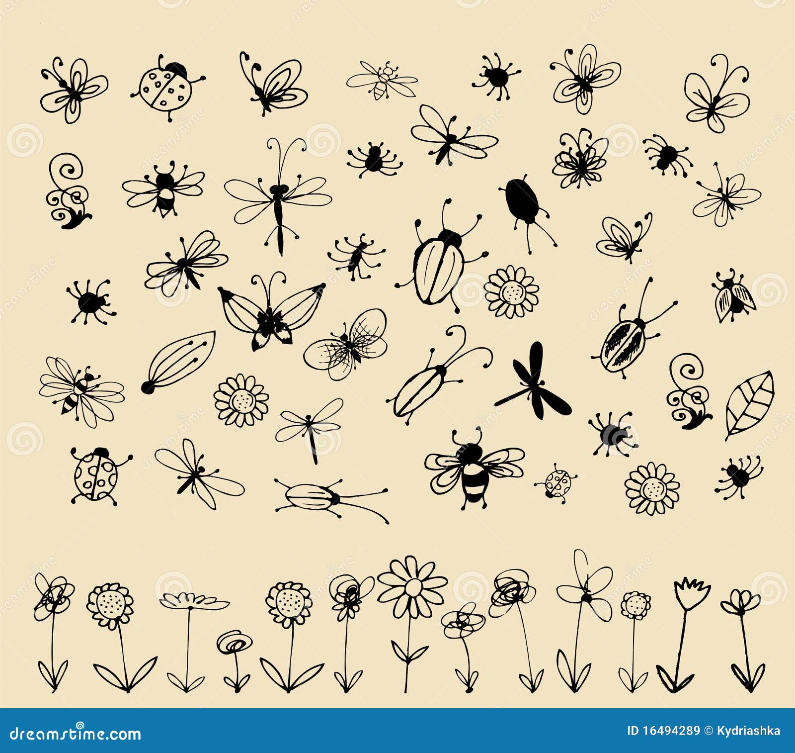 Insect Sketch Collection for Your Design Stock Vector - Illustration of ...