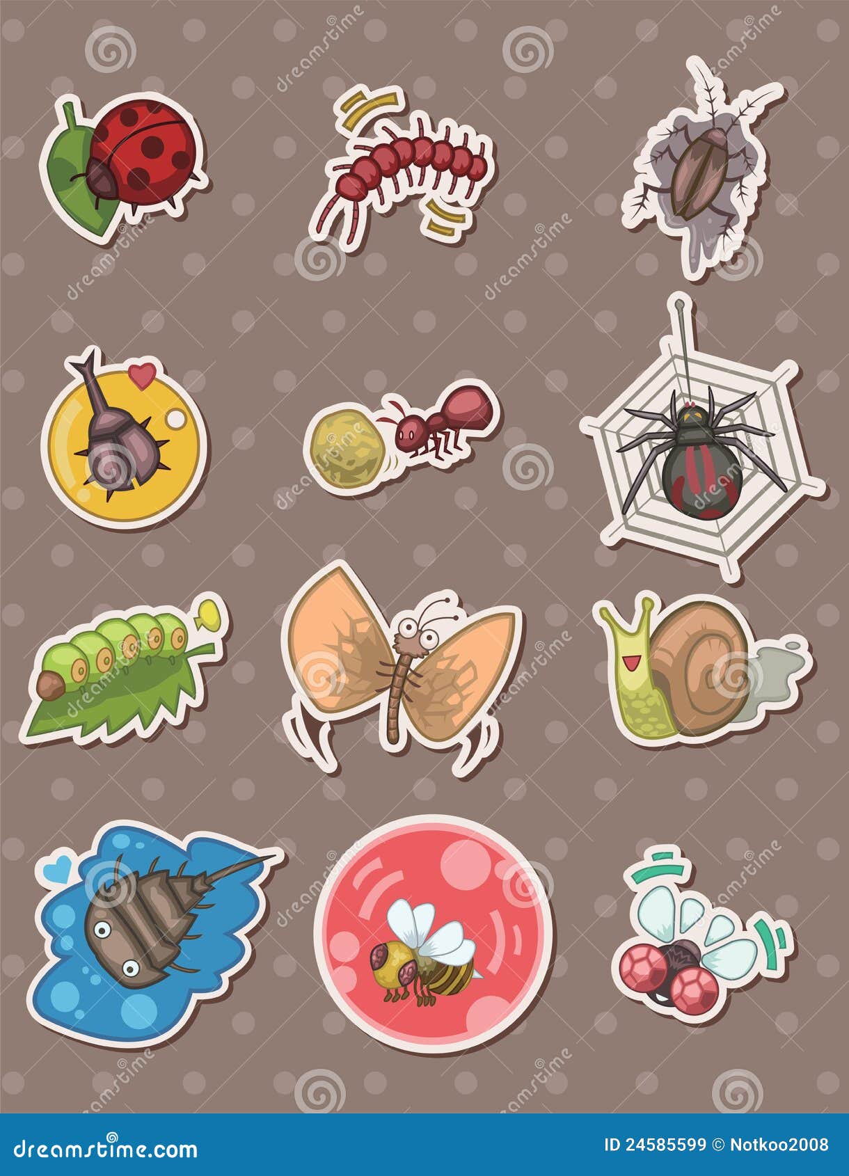 Insect stickers stock vector. Illustration of element - 24585599