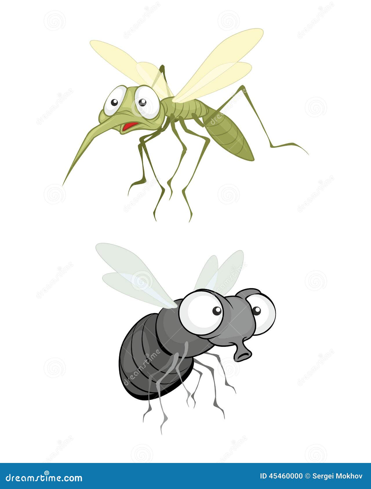 Insect, vlieg en mug vector illustratie. Illustration of vector - 45460000