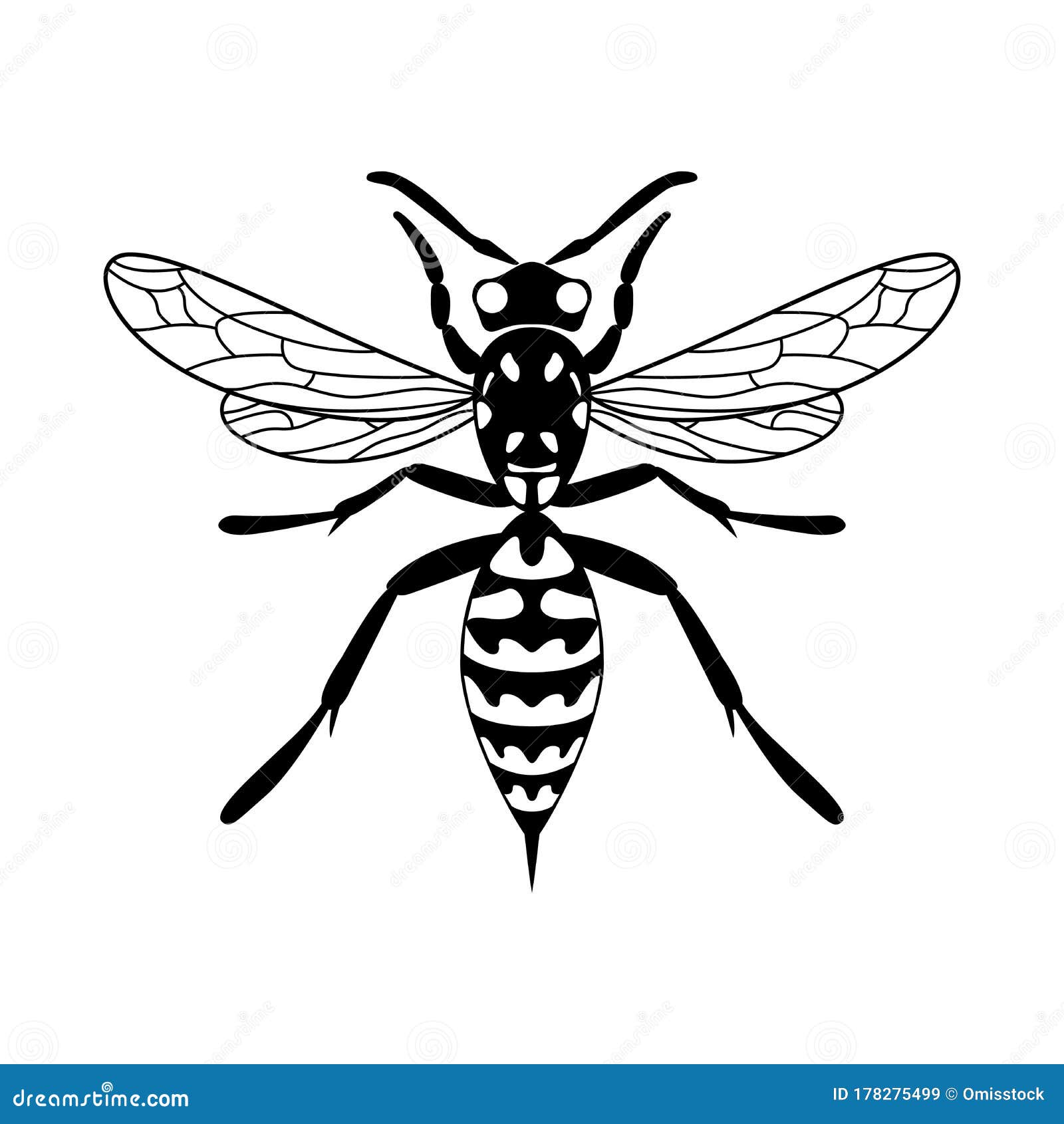 Insect Wasp Icon. Black Wasp Vector Illustration On A White Background ...